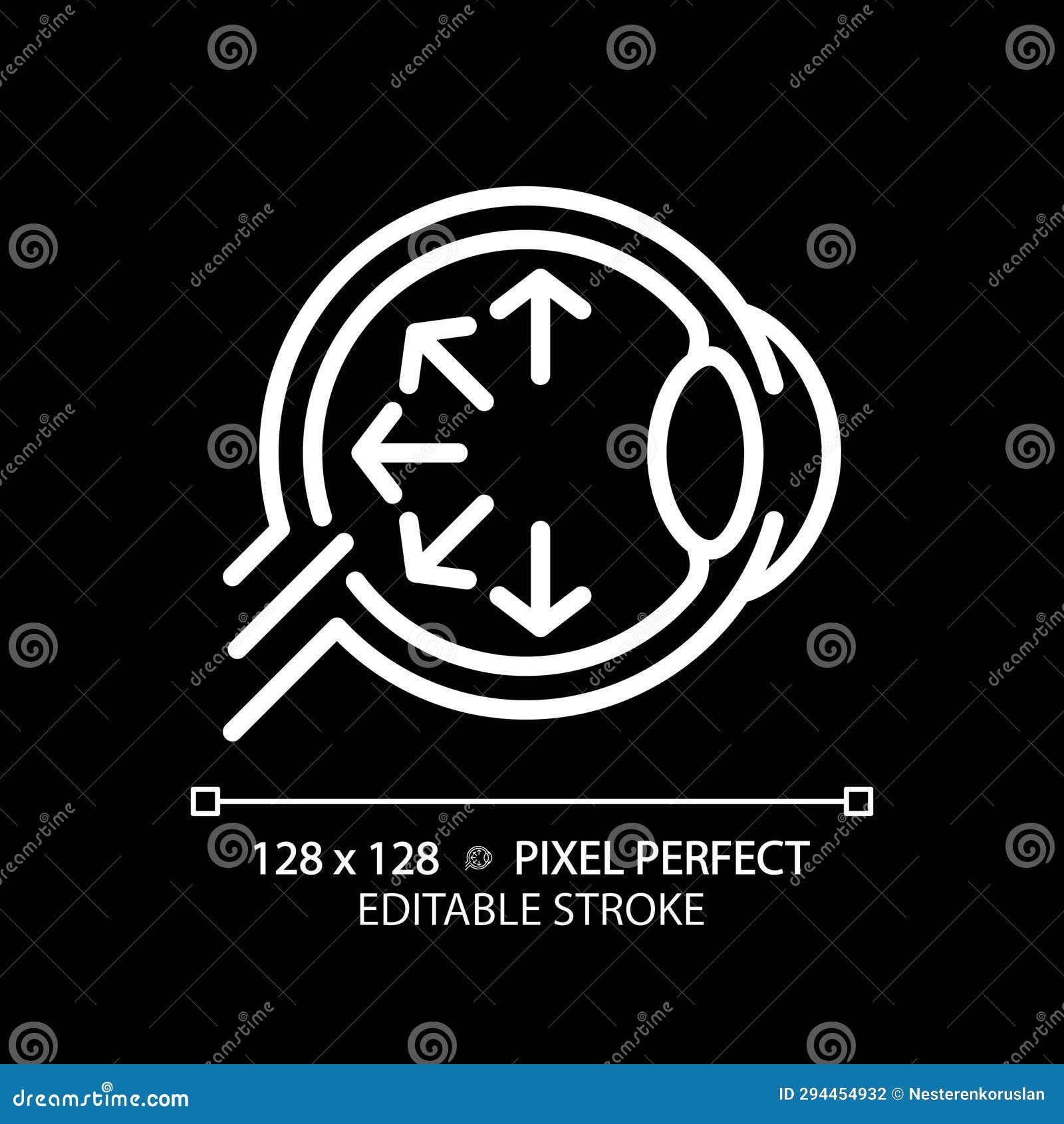 2D Thin Linear White Eyeball with Arrow Symbols Icon Stock Vector ...