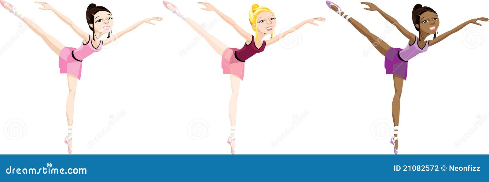 3 Ballerinas from Diverse Cultural Backgrounds Stock Illustration ...