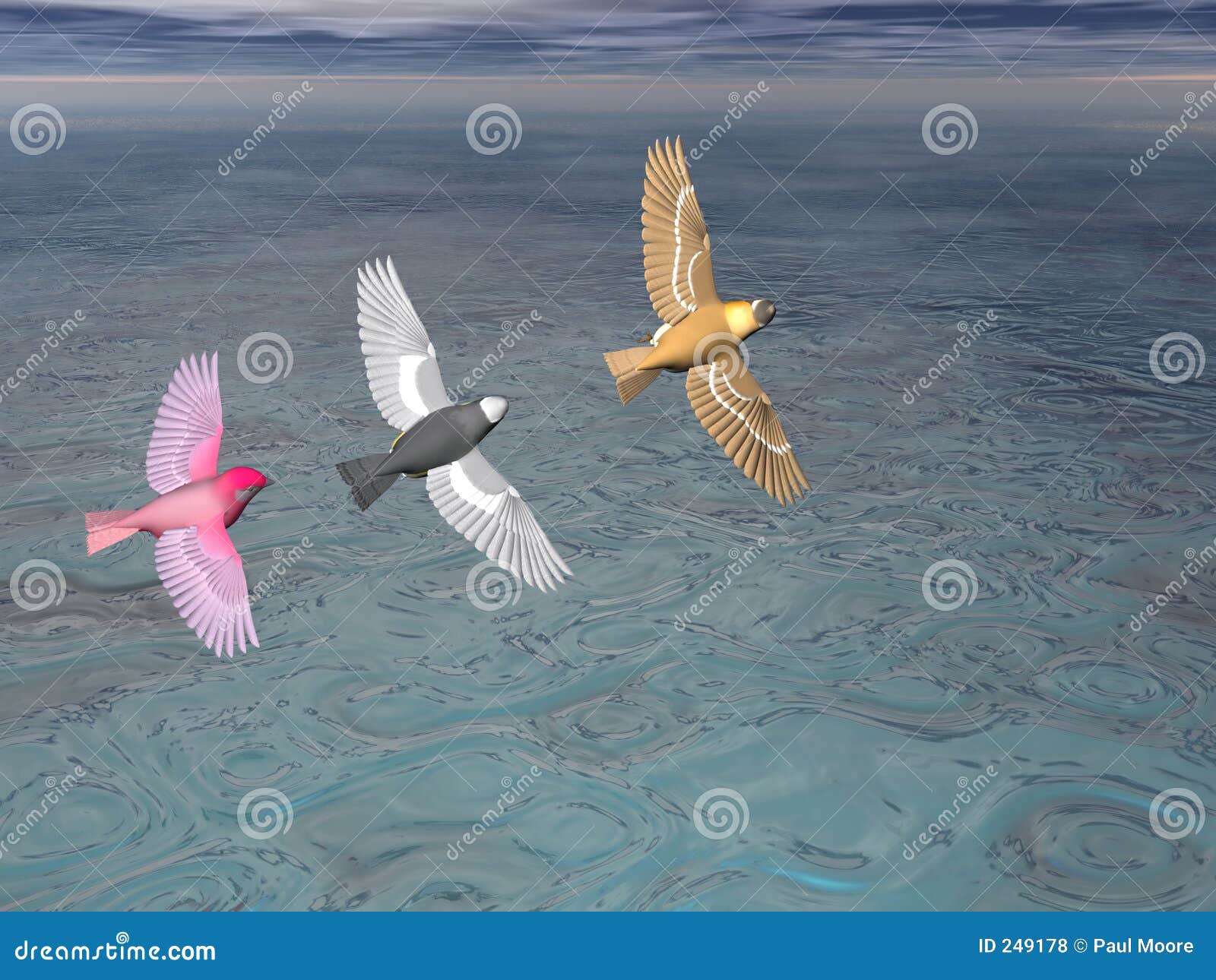 3 Birds in Formation stock illustration. Illustration of woodland - 249178