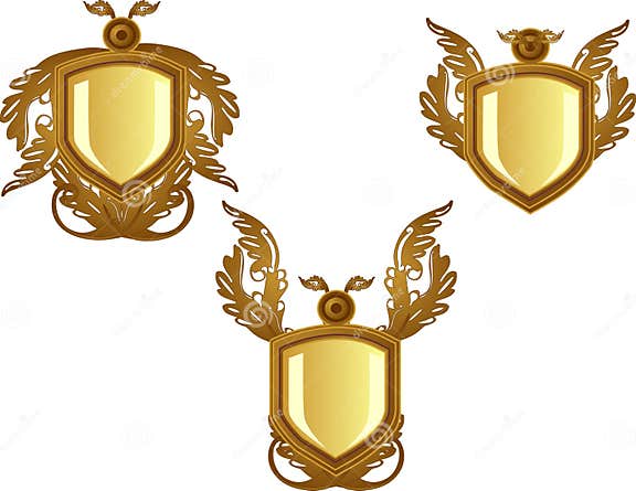 3 Bronze Decorated Emblems or Crests Stock Vector - Illustration of ...