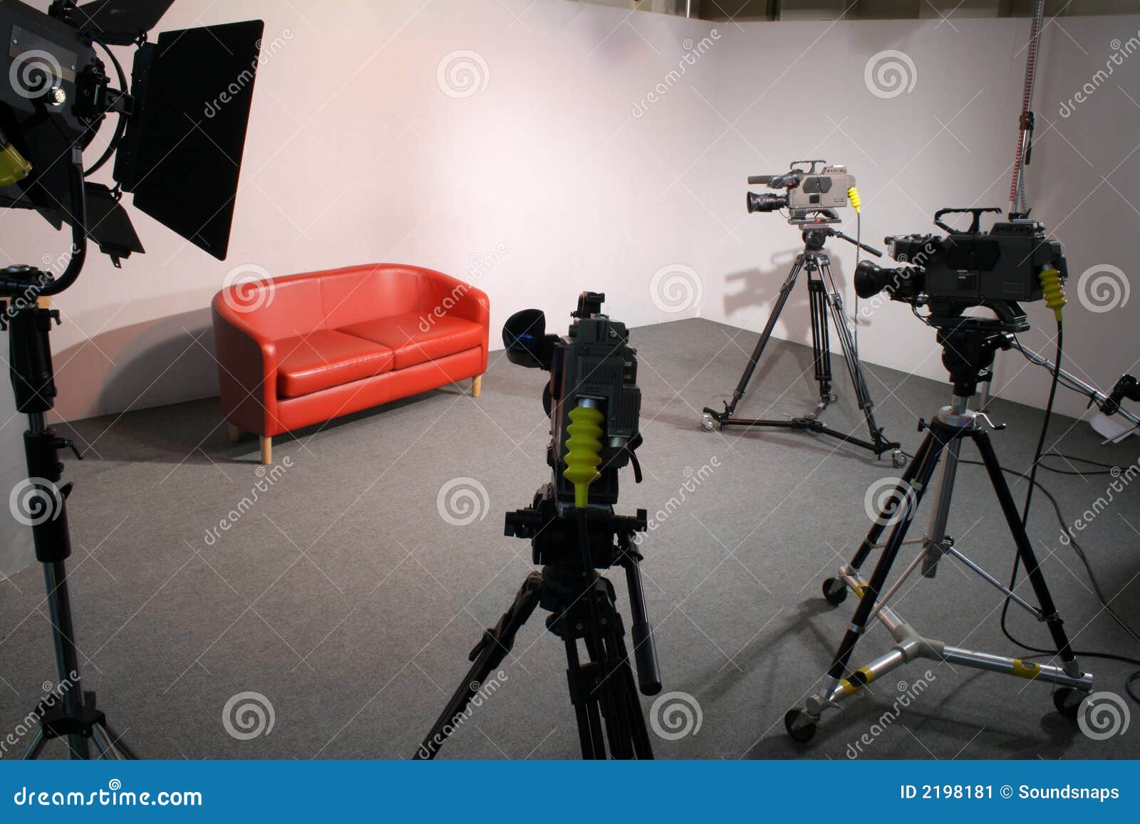 3 Camera TV Studio stock image. Image of light, interview - 2198181