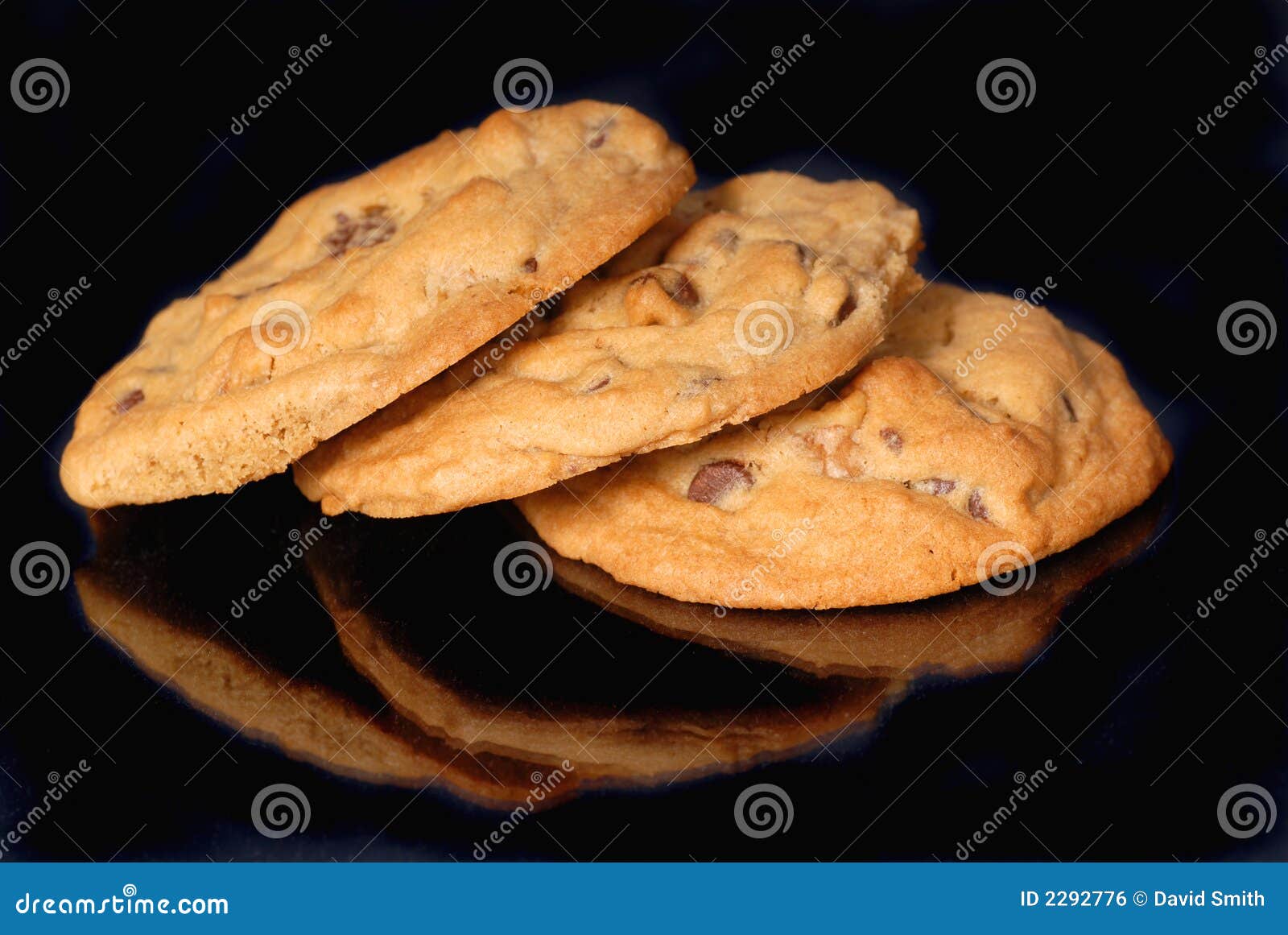 3 chocolate chip cookies stock photo. Image of food, brown - 2292776