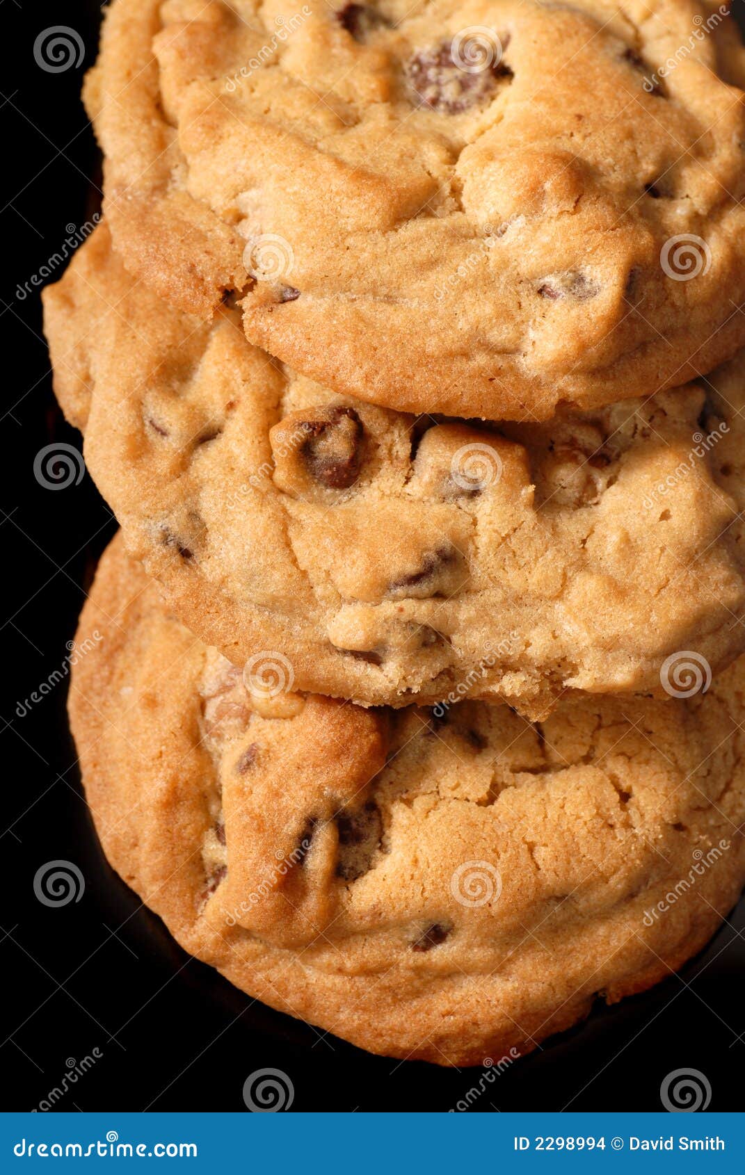 3 chocolate chip cookies stock photo. Image of chocolate - 2298994