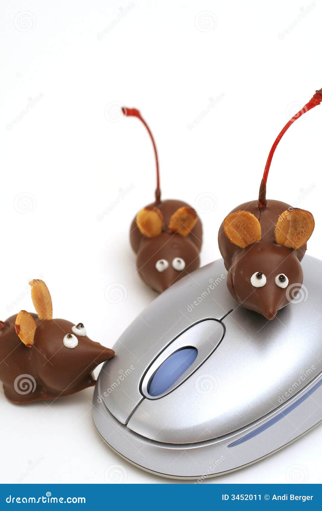 3 Chocolate Mice & Mouse Picture. Image: 3452011