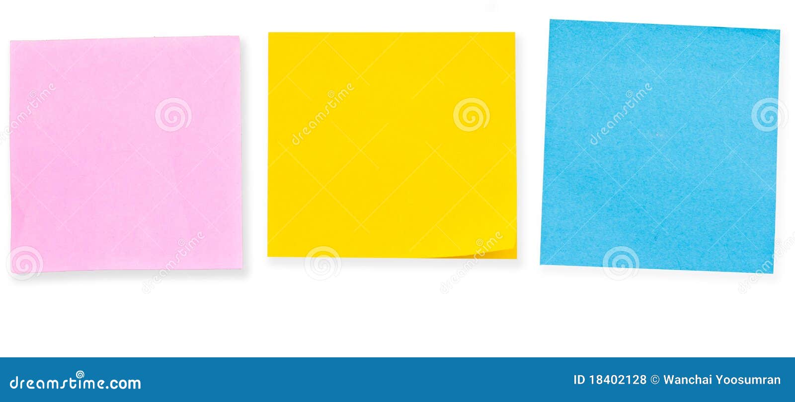 3 Color Paper Note on White Stock Photo - Image of isolated, remind ...