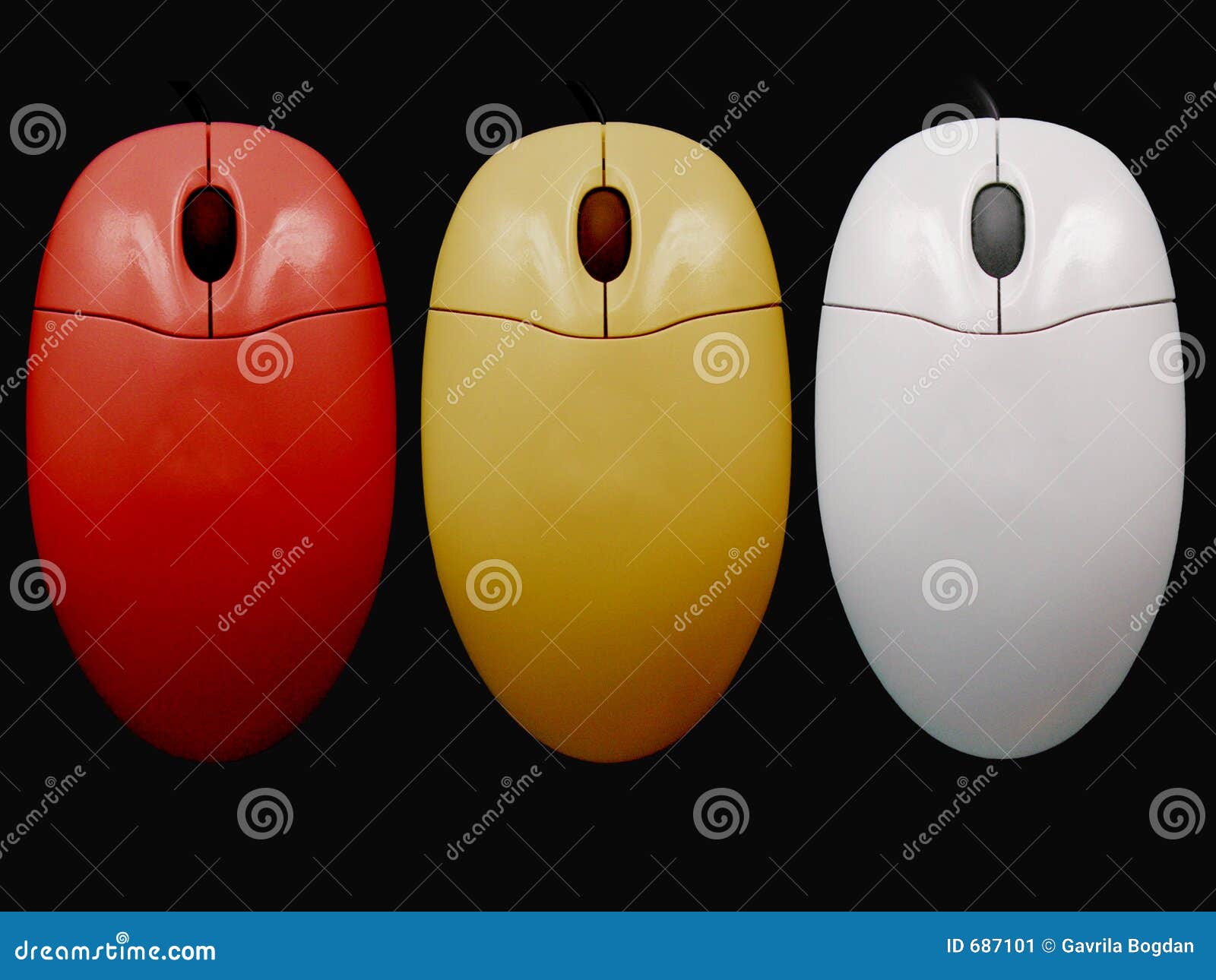 3 colored mouses stock image. Image of white, difference - 687101