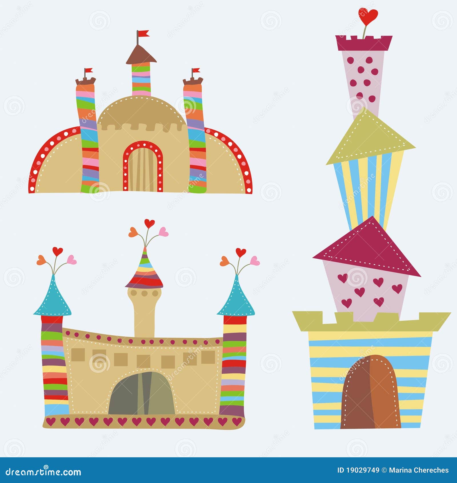 3 colorful cartoon castles stock vector. Illustration of banner - 19029749