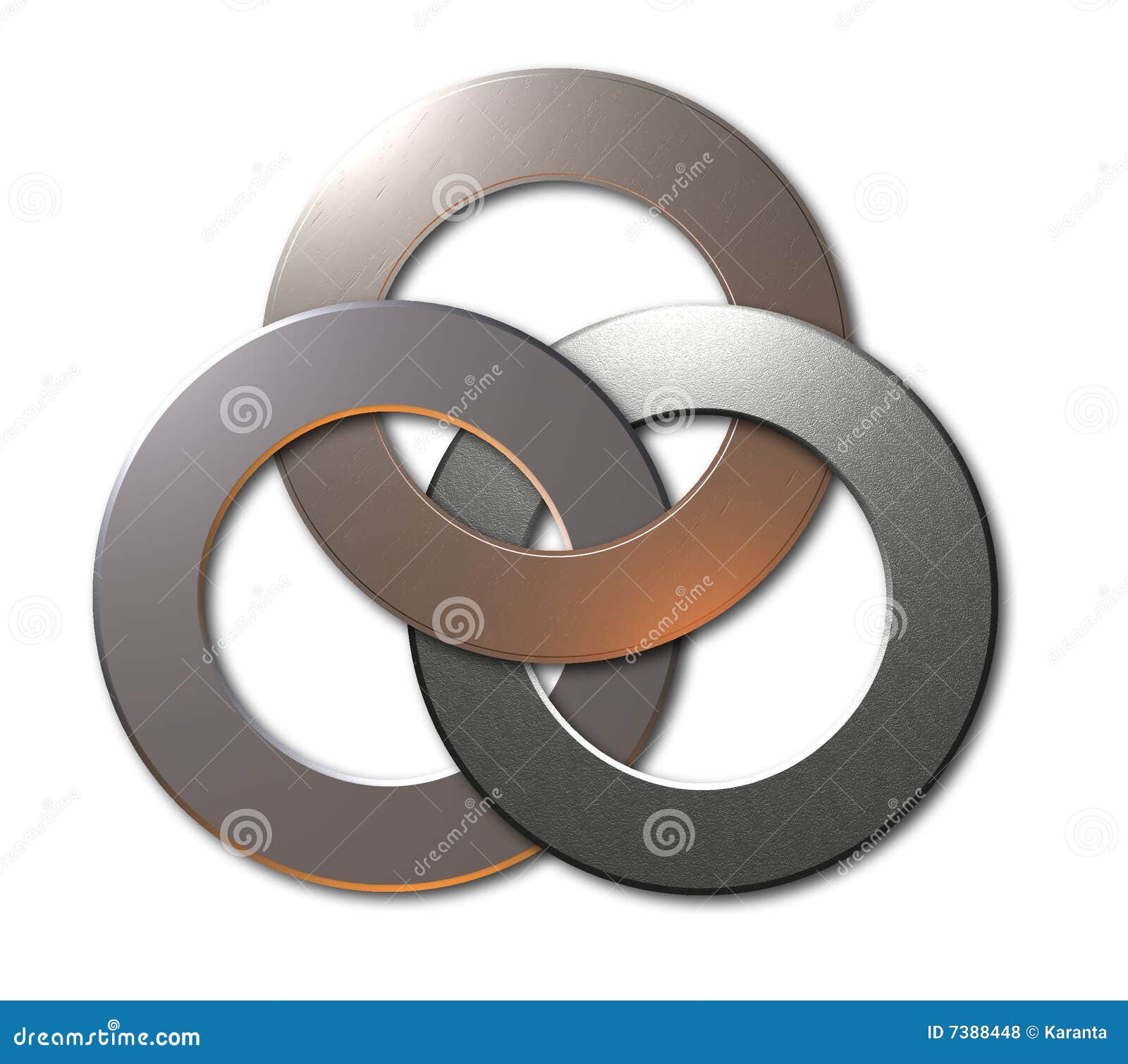3 connected metal rings stock illustration. Illustration of background ...