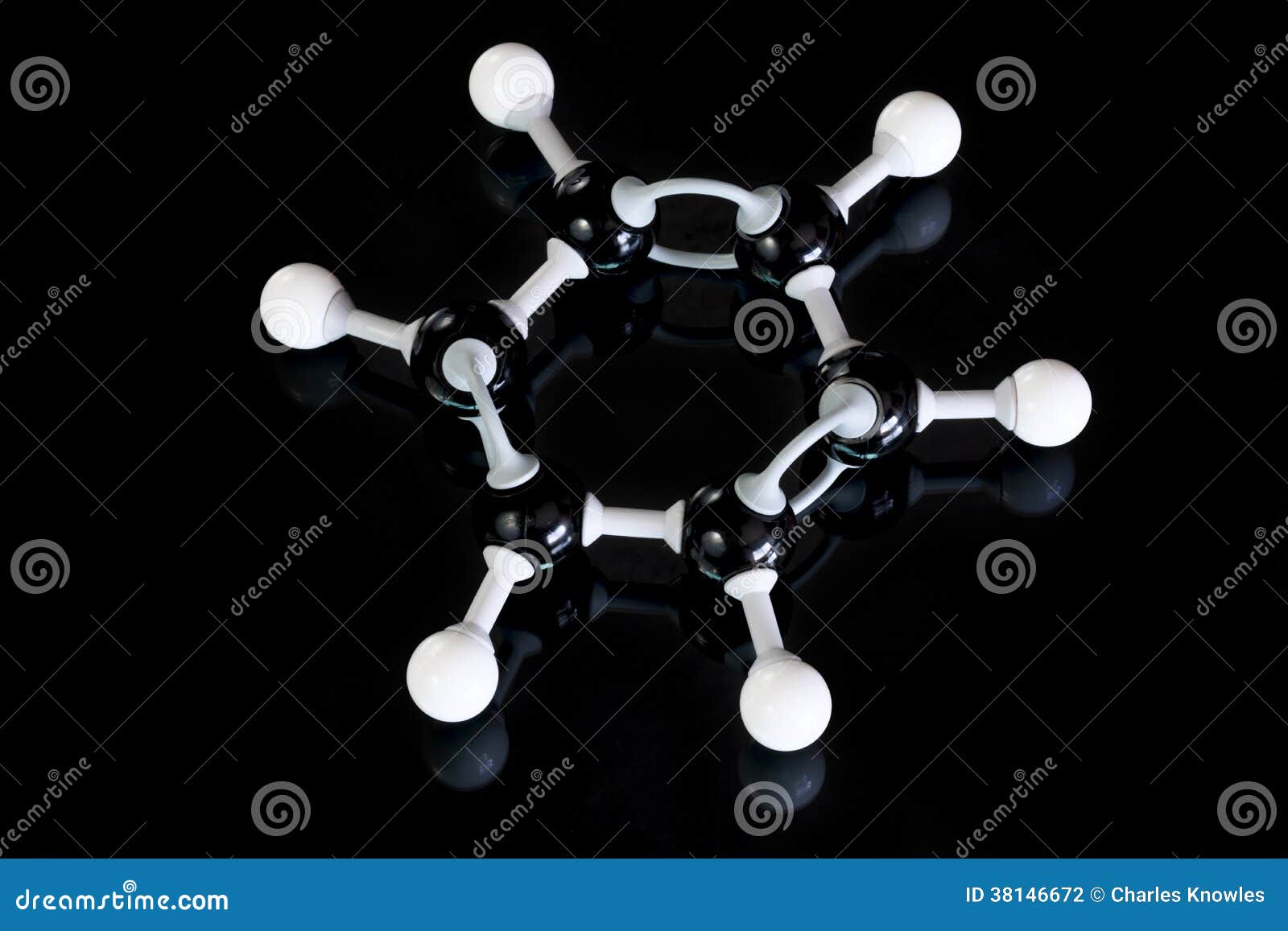 3 Dimensional Model of a Benzene Molecule Stock Photo - Image of balls ...