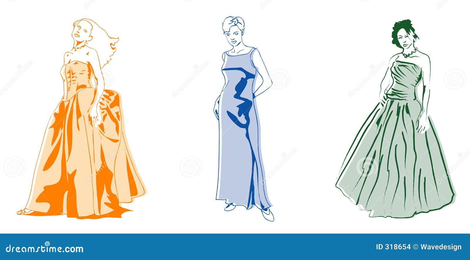 3 dresses stock vector. Illustration of couture, dancing - 318654