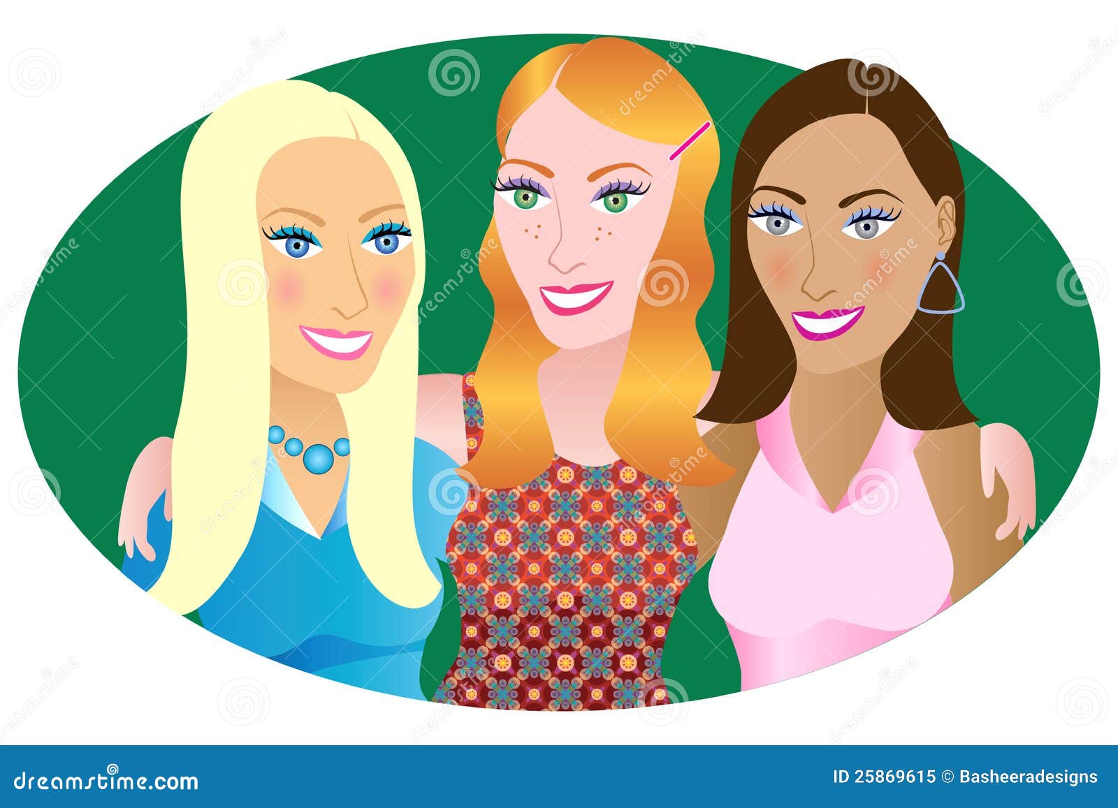 3 Friends stock vector. Illustration of jewelry, gray - 25869615