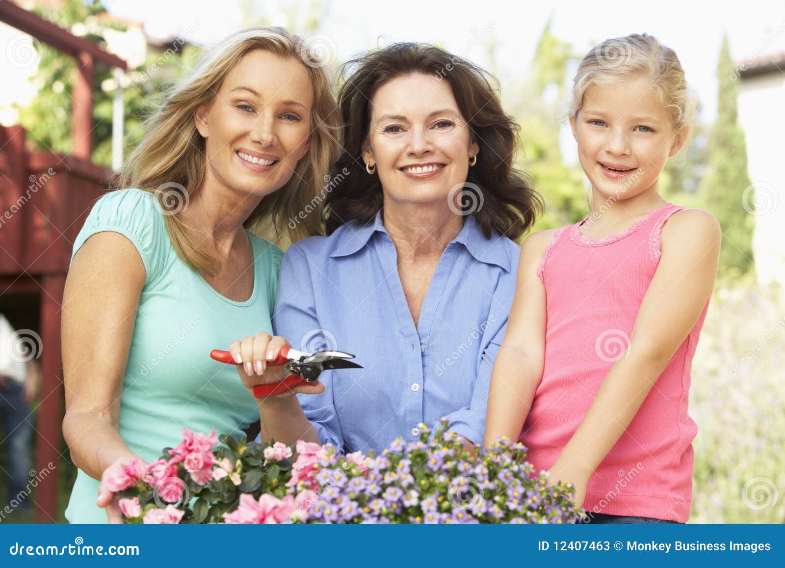 3 Generation Family Gardening Together Stock Image - Image of adult ...