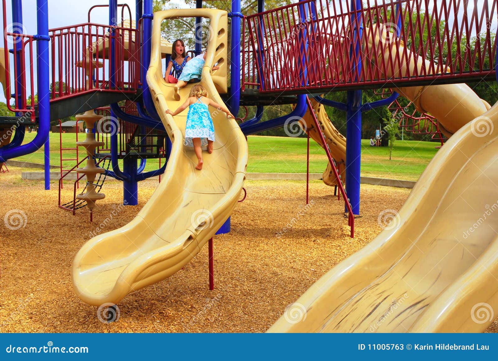 3 Girls on Slide stock image. Image of active, exercise - 11005763
