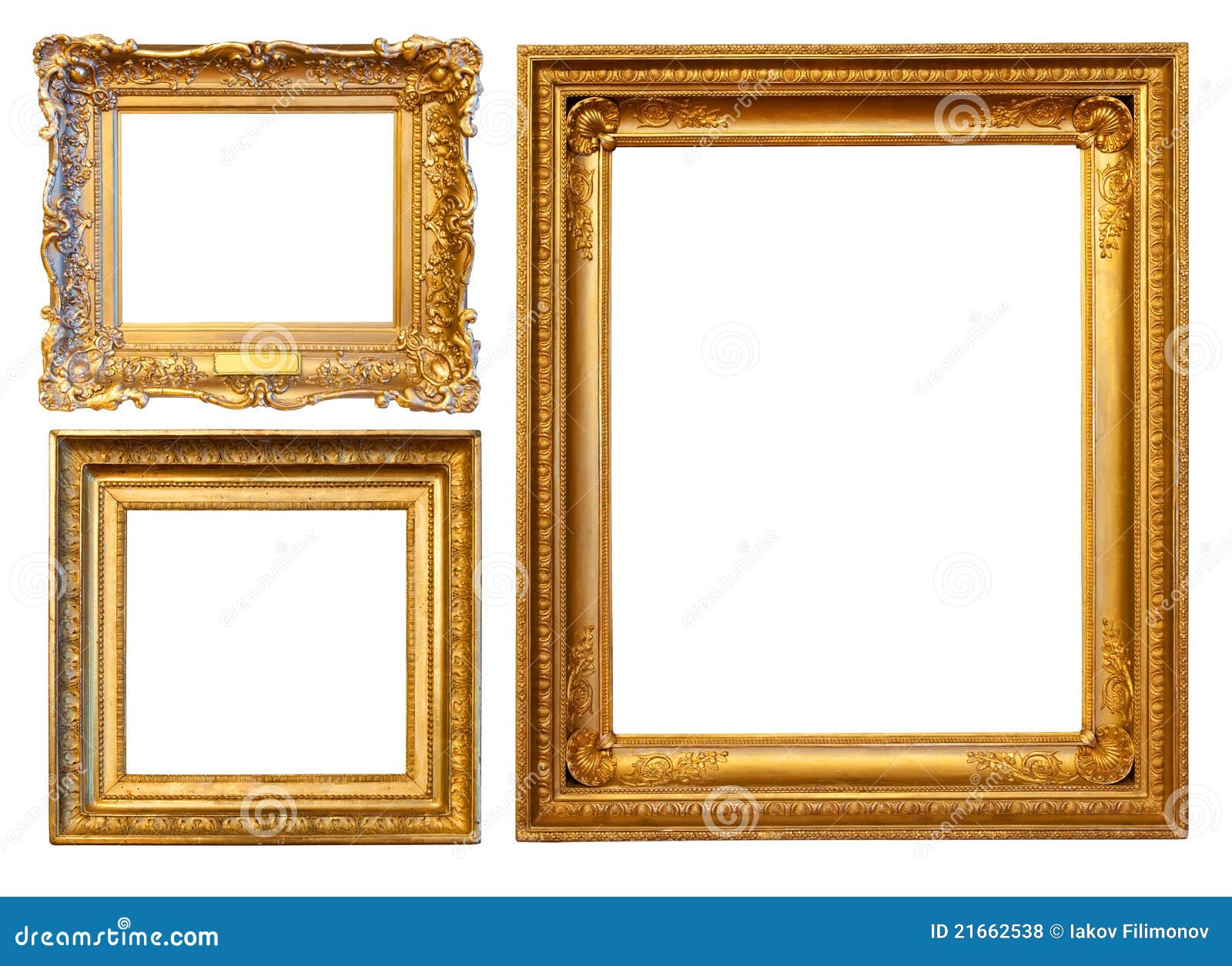 3 gouden frames stock foto. Image of gevormd, leeg, geïsoleerd - 21662538