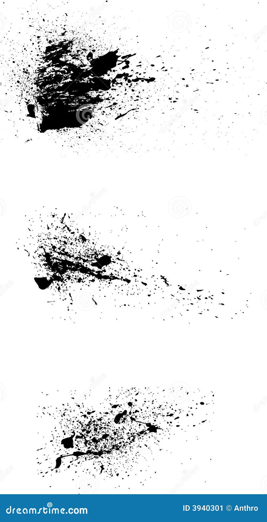 3 Grunge Paint Spatters Vector Stock Vector - Illustration of drip ...