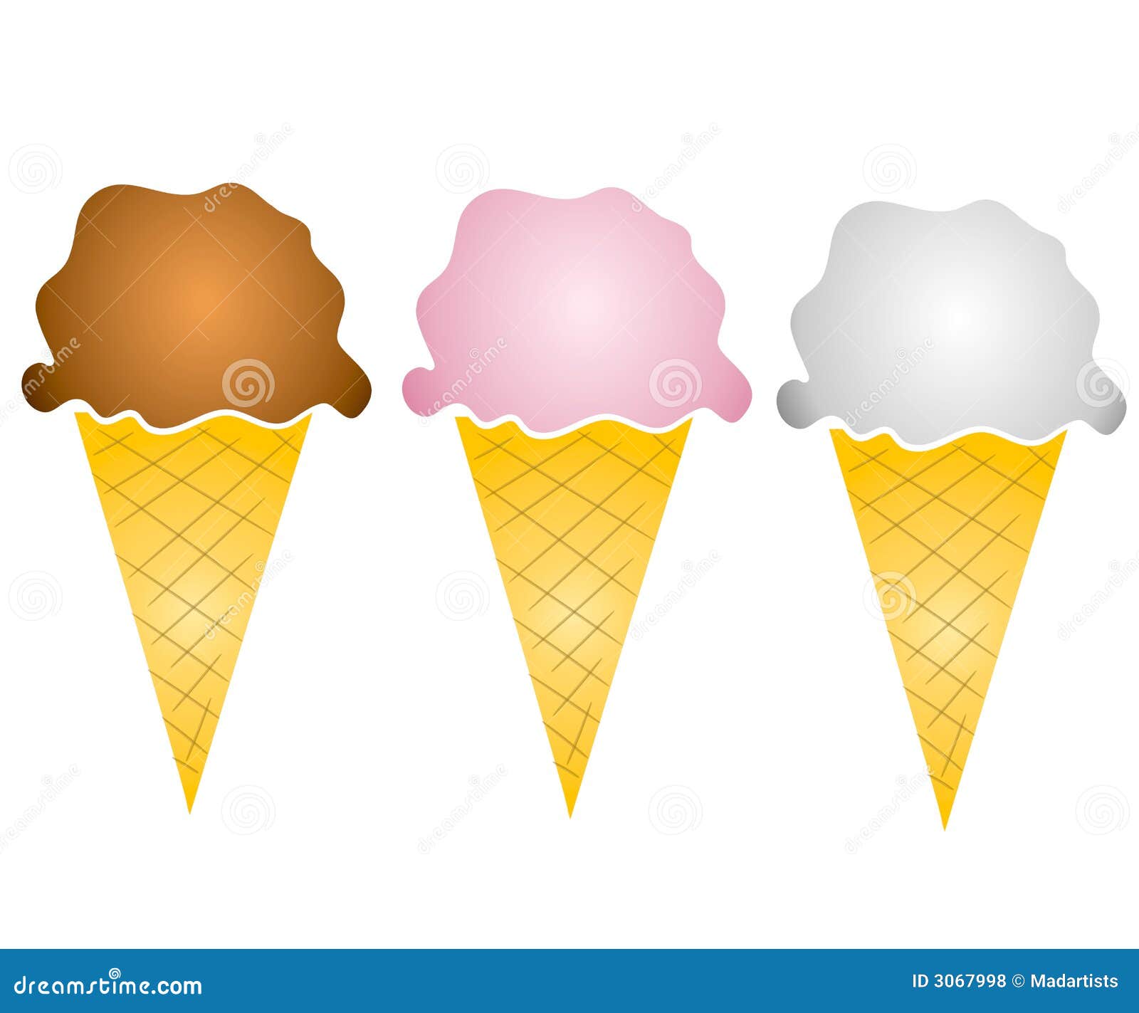 3 Ice Cream Cones Clip Art Stock Illustration Illustration Of Images 3067998