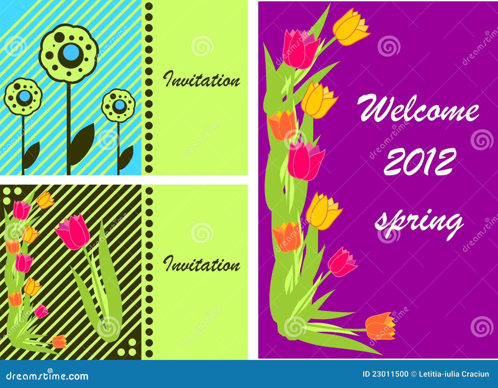 3 Invitation Cards stock illustration. Illustration of leaf - 23011500