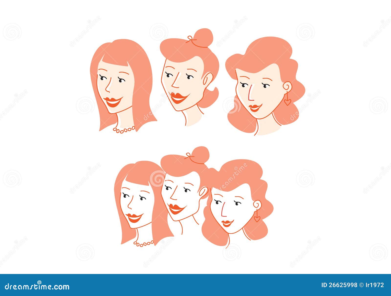 3 ladies head only stock vector. Illustration of blond - 26625998