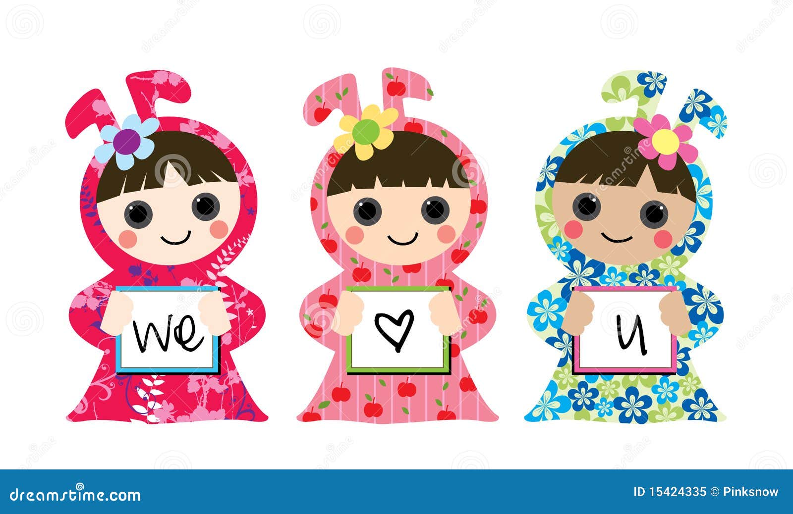 3 little girls with love stock vector. Illustration of friends - 15424335
