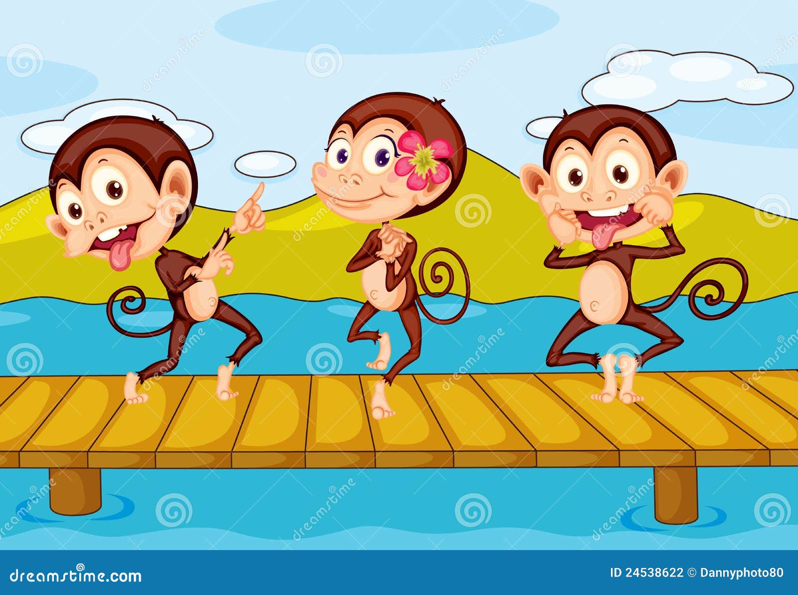 3 monkeys stock vector. Illustration of play, mountain - 24538622