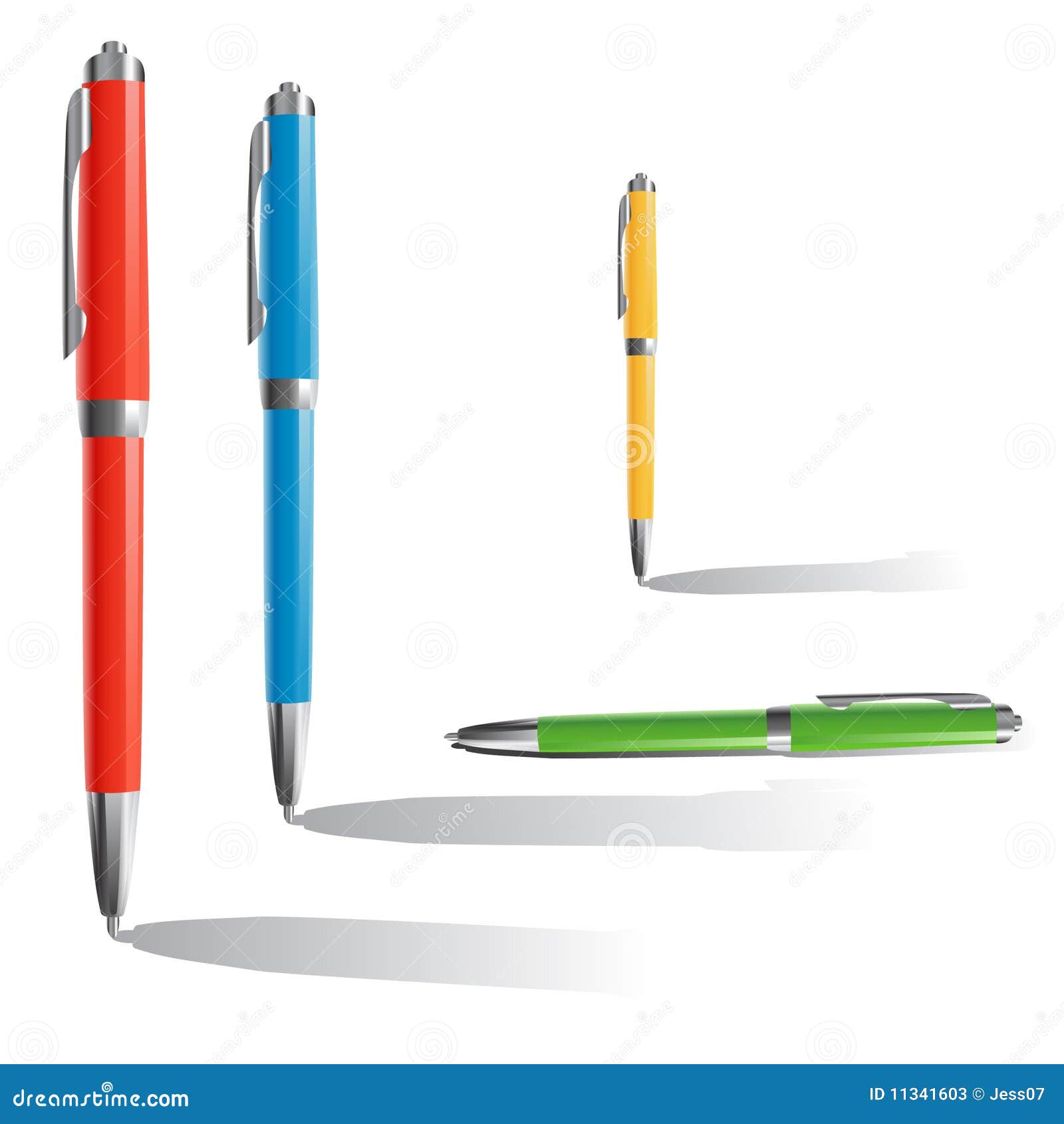 3 pens and one pen stock illustration. Illustration of still - 11341603