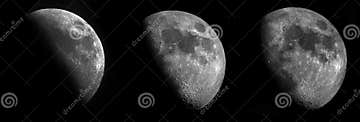 3 Phases of the Crescent Moon Stock Photo - Image of cosmos, crescent ...