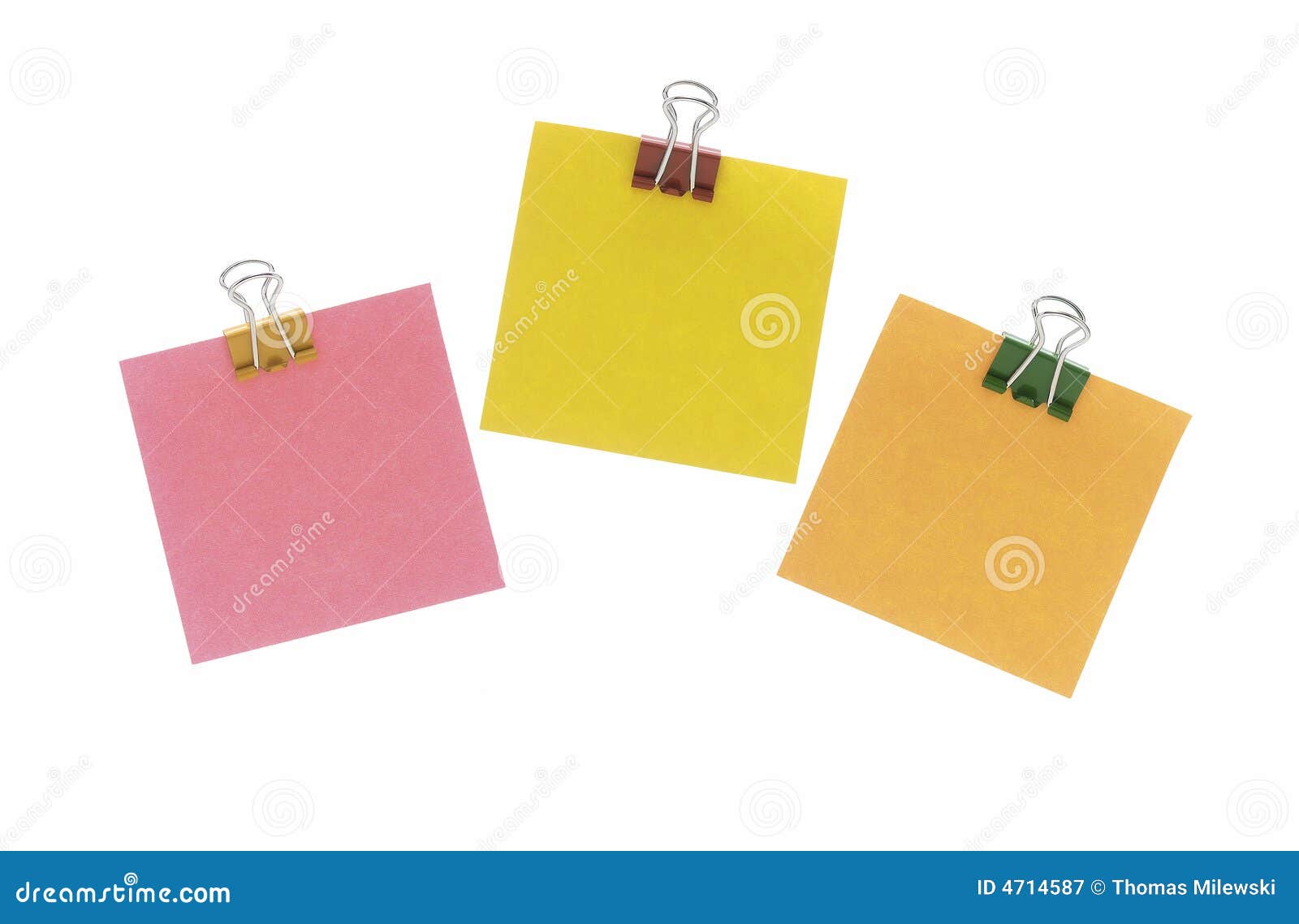 3 Post-its Hanging on White Stock Image - Image of paper, pink: 4714587