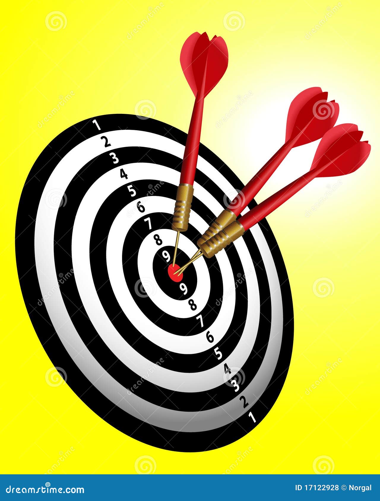 3 Red Darts Stick on a Dartboard Stock Vector - Illustration of ...