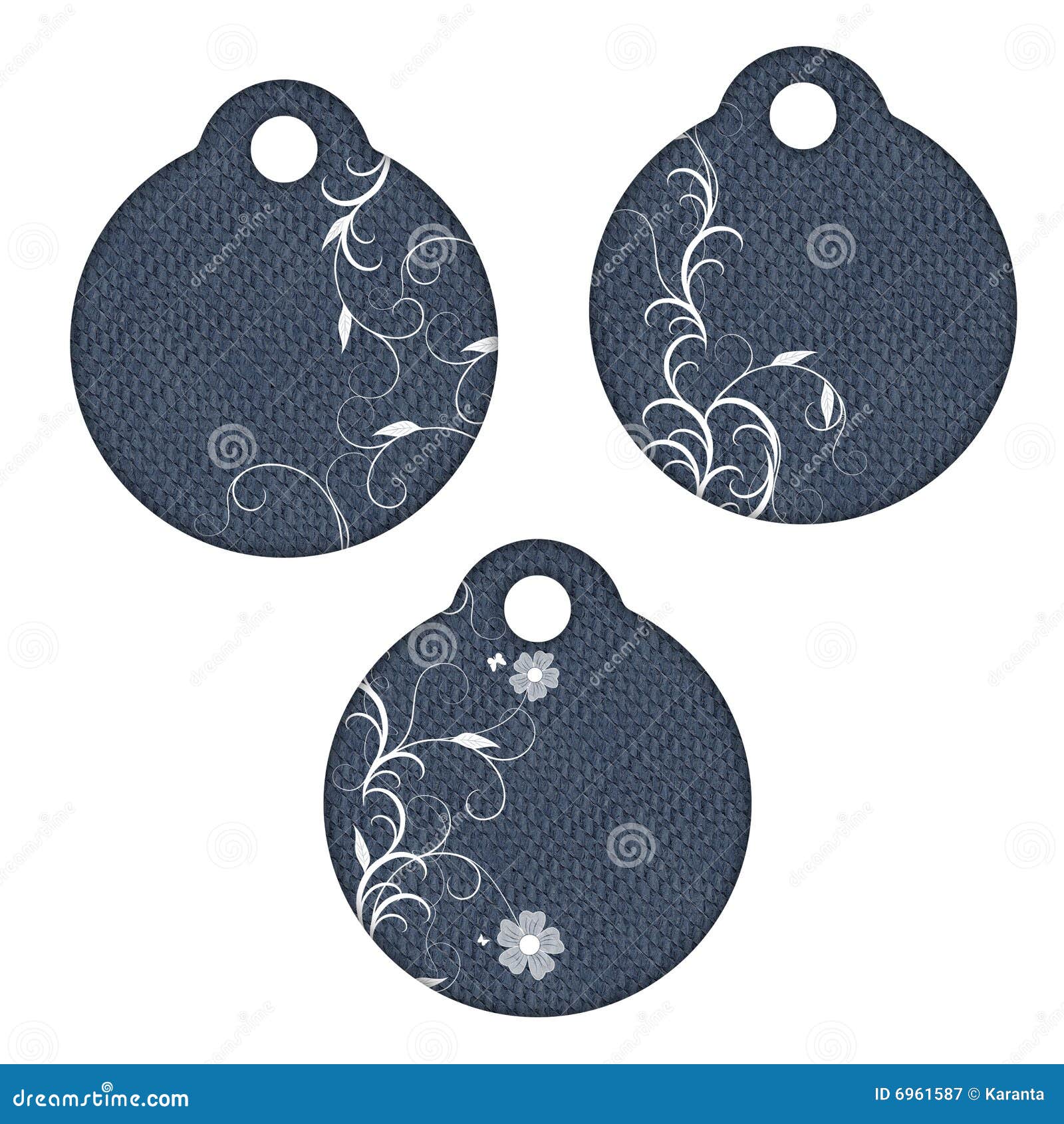 3 round tags with flowers stock illustration. Illustration of flower ...