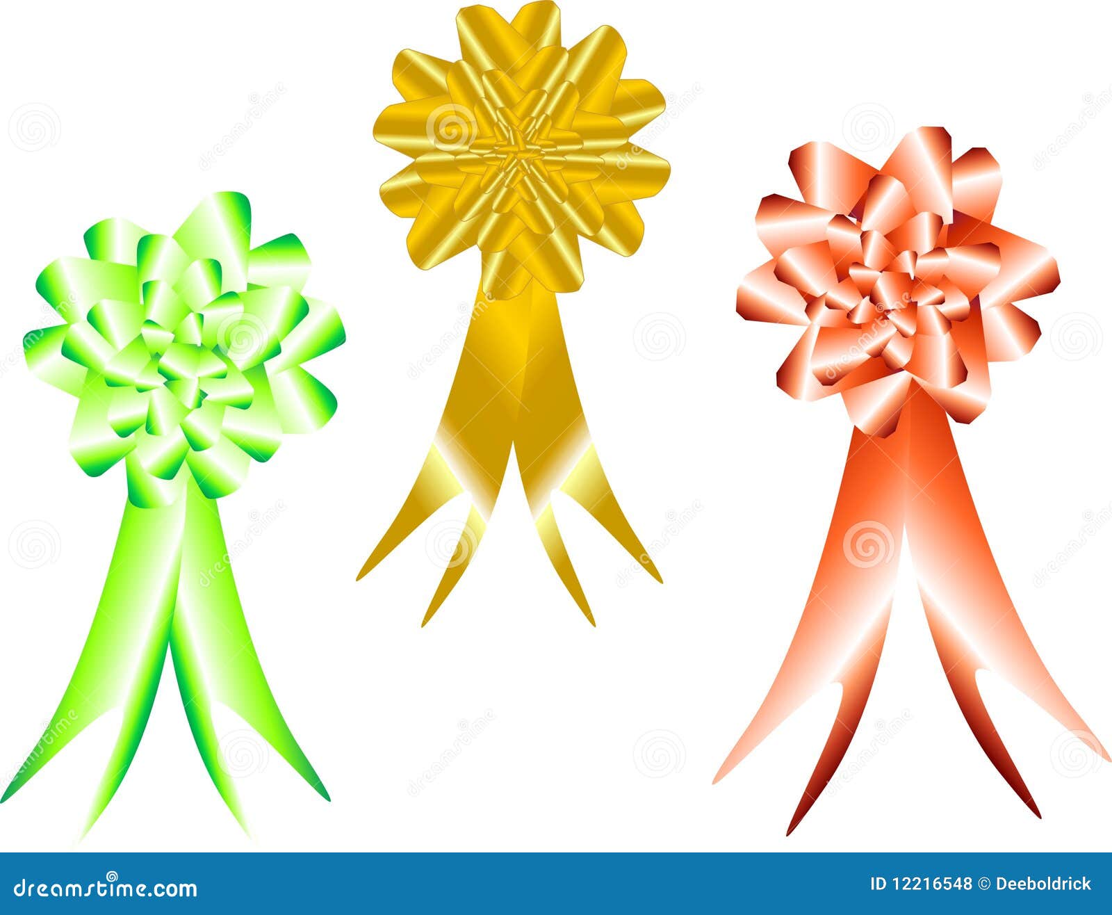 3 Rounded Bows with Ribbons Tails Stock Vector - Illustration of ...