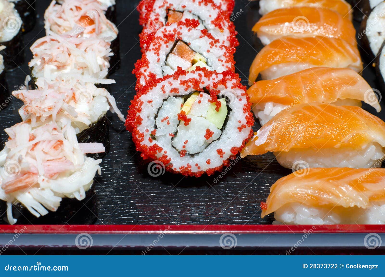3 row sushi stock photo. Image of orange, delicacy, meal - 28373722