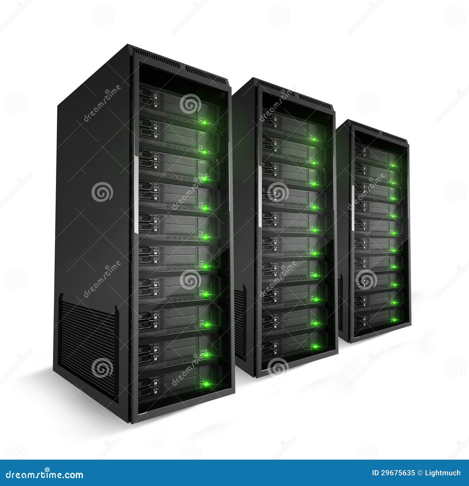 3 Servers with Green Lights on Stock Image - Image of performance ...