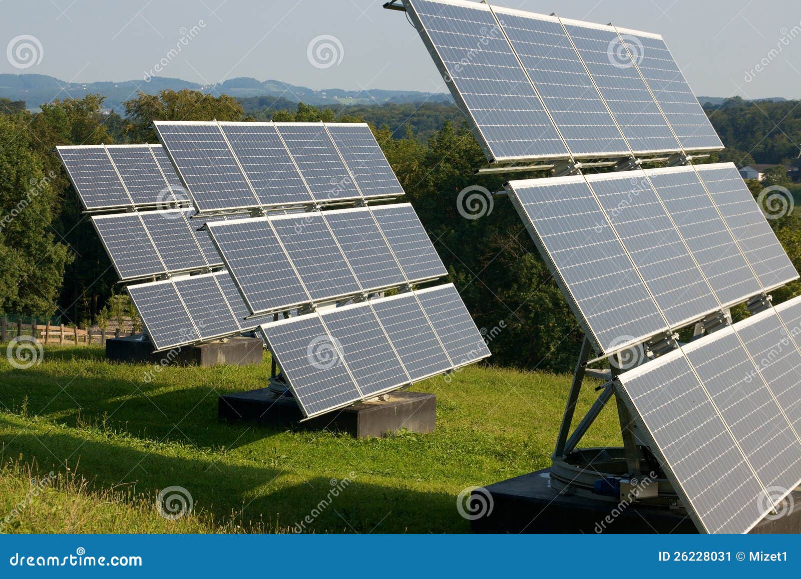 3 Solar Panels on meadow stock image. Image of energetic - 26228031