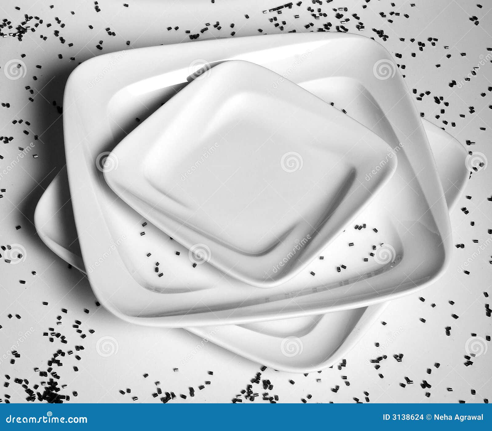 3 square shaped plates stock photo. Image of confetti - 3138624