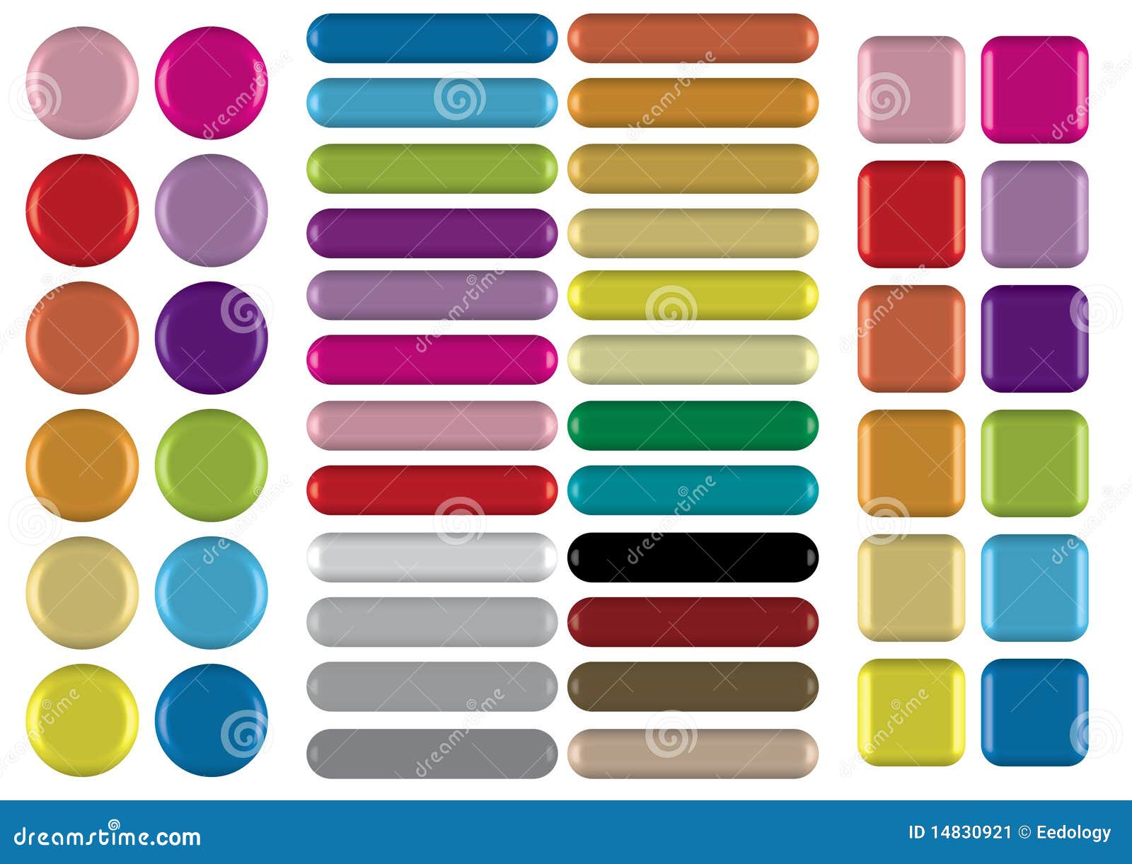 3 Tipos Botones De Colorfulã3D Stock de ilustración - Ilustración de ...