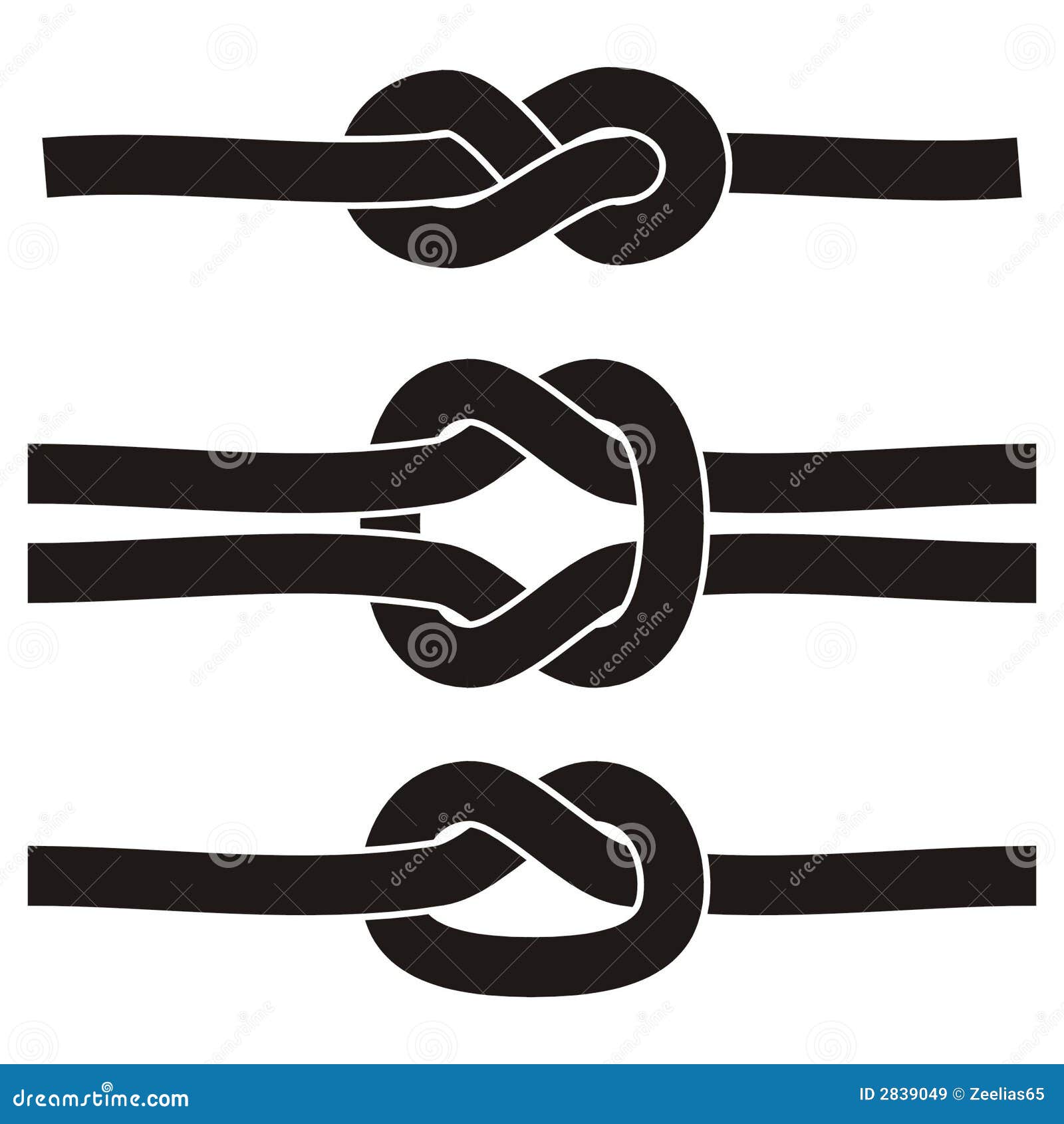 3 verschiedene Knoten vektor abbildung. Illustration von gewinde - 2839049