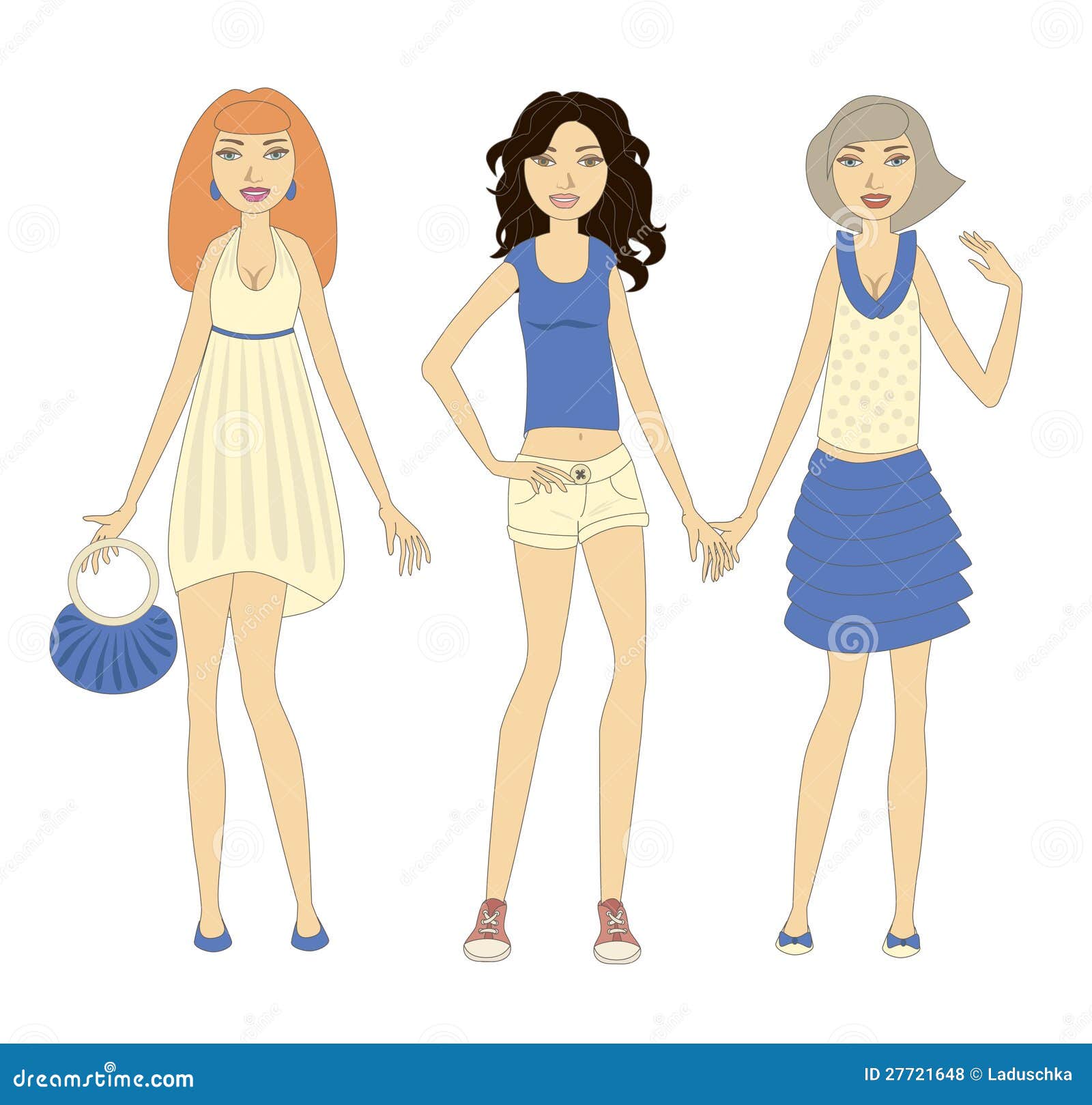 3 women stock vector. Illustration of summer, collection - 27721648