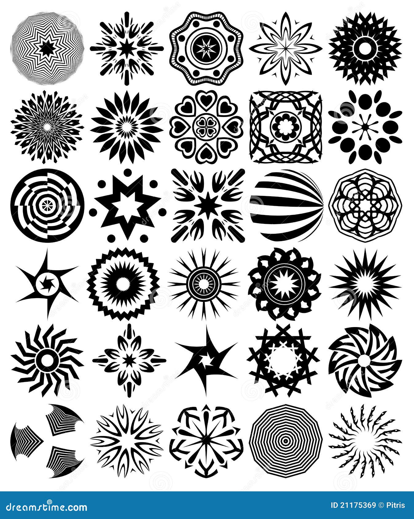 30 abstract symbols stock vector. Illustration of round - 21175369