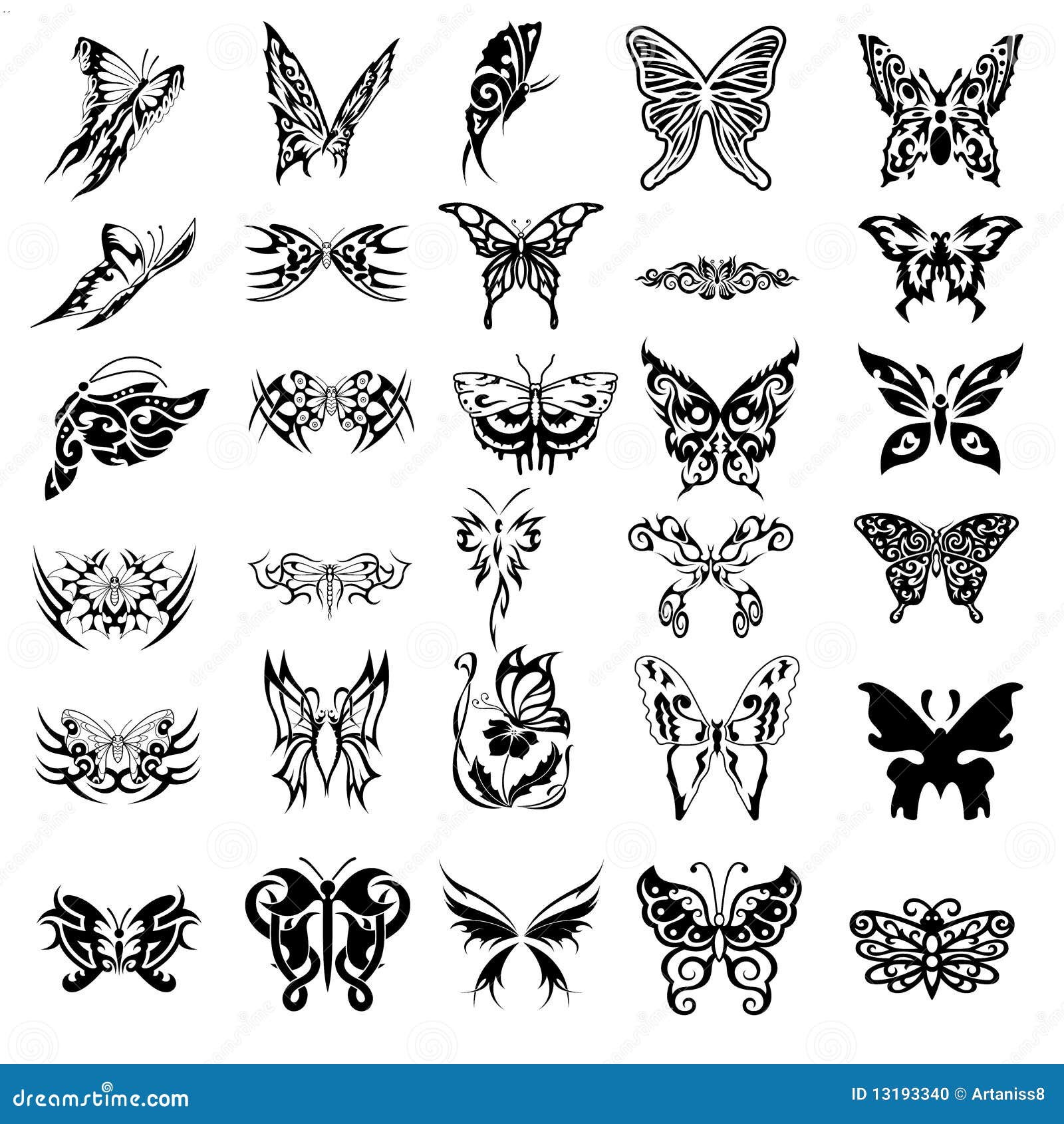 Butterfly Symbols Tattoos Stock Illustrations – 48 Butterfly Symbols ...
