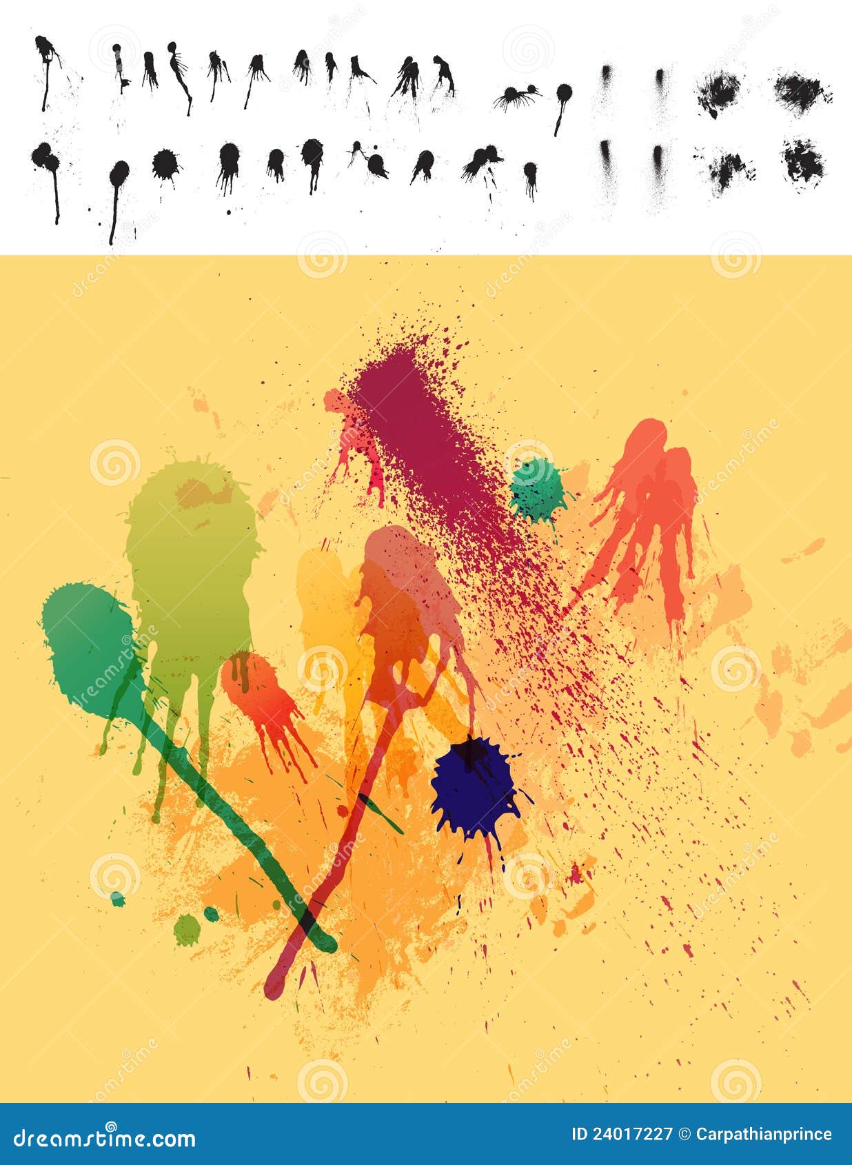 30 De Druppels Van De Verf & De Elementen Van De Spat Vector ...