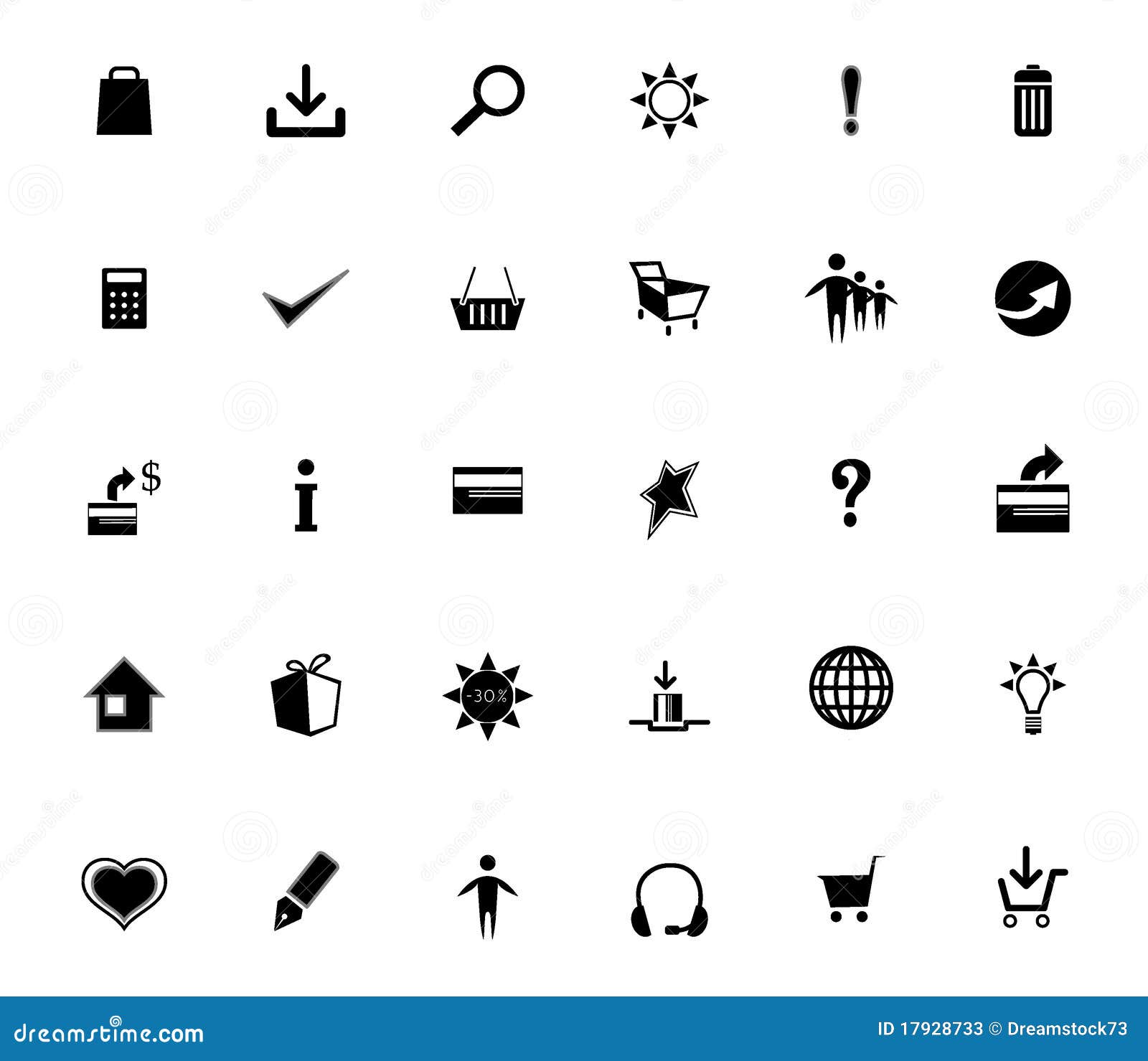 30 diversos iconos - negro ilustración del vector. Ilustración de ...