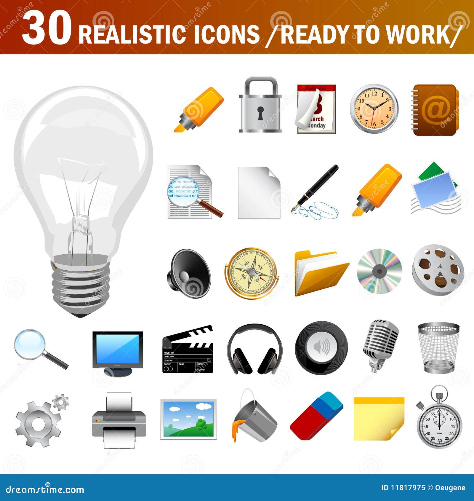 30 realistic icons stock illustration. Illustration of icon - 11817975