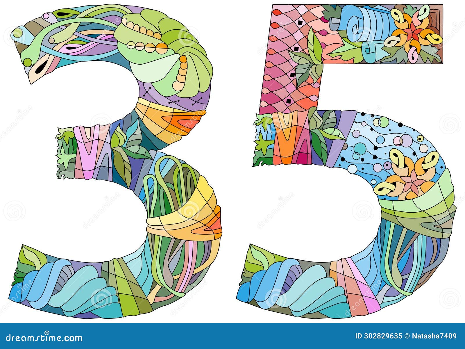 35 Number Vintage Font. Engraving Design. Vector Illustration. Stock ...