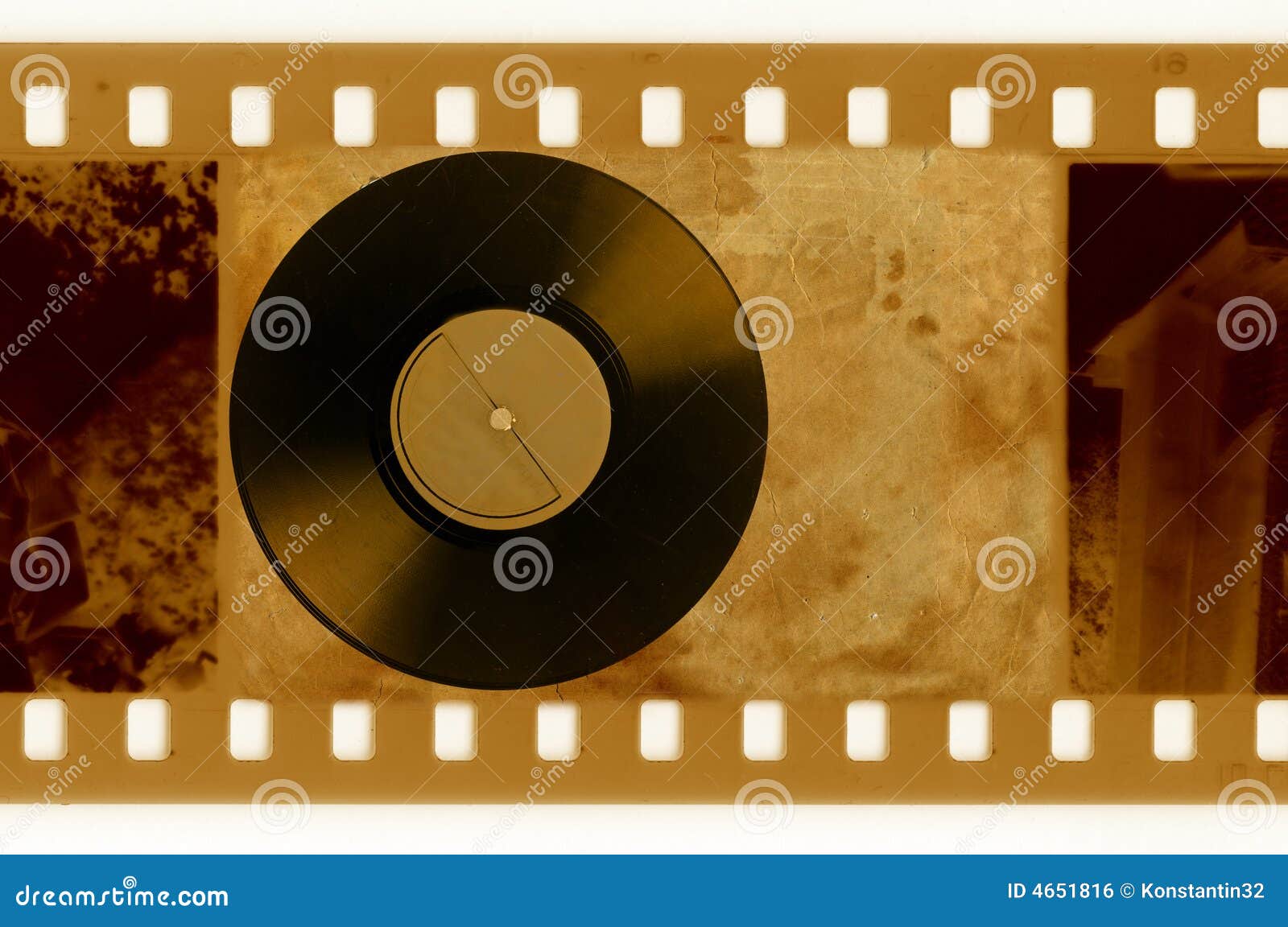35mm Frame Photo with Vintage Vinyl Disk Stock Illustration ...