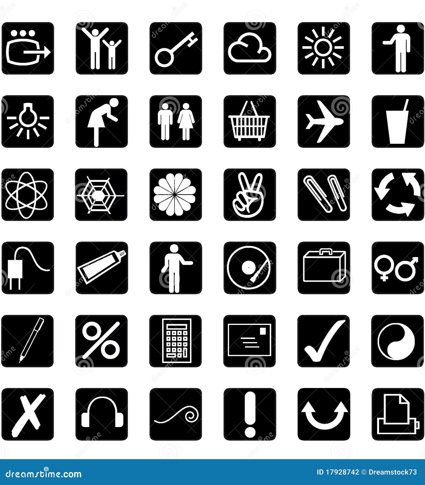 36 Different Icons - White - Background Black Picture. Image: 17928742