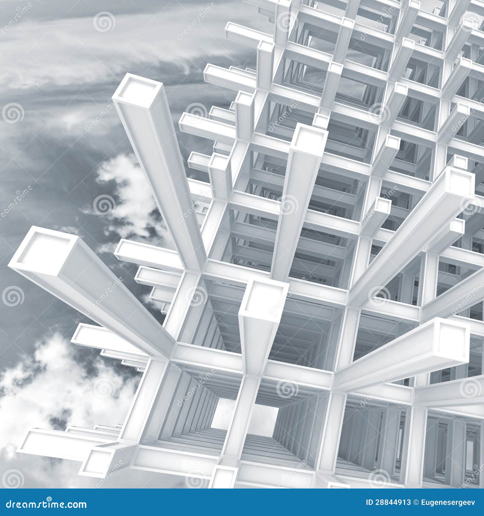 3d Abstract Architecture Square Background Stock Illustration ...