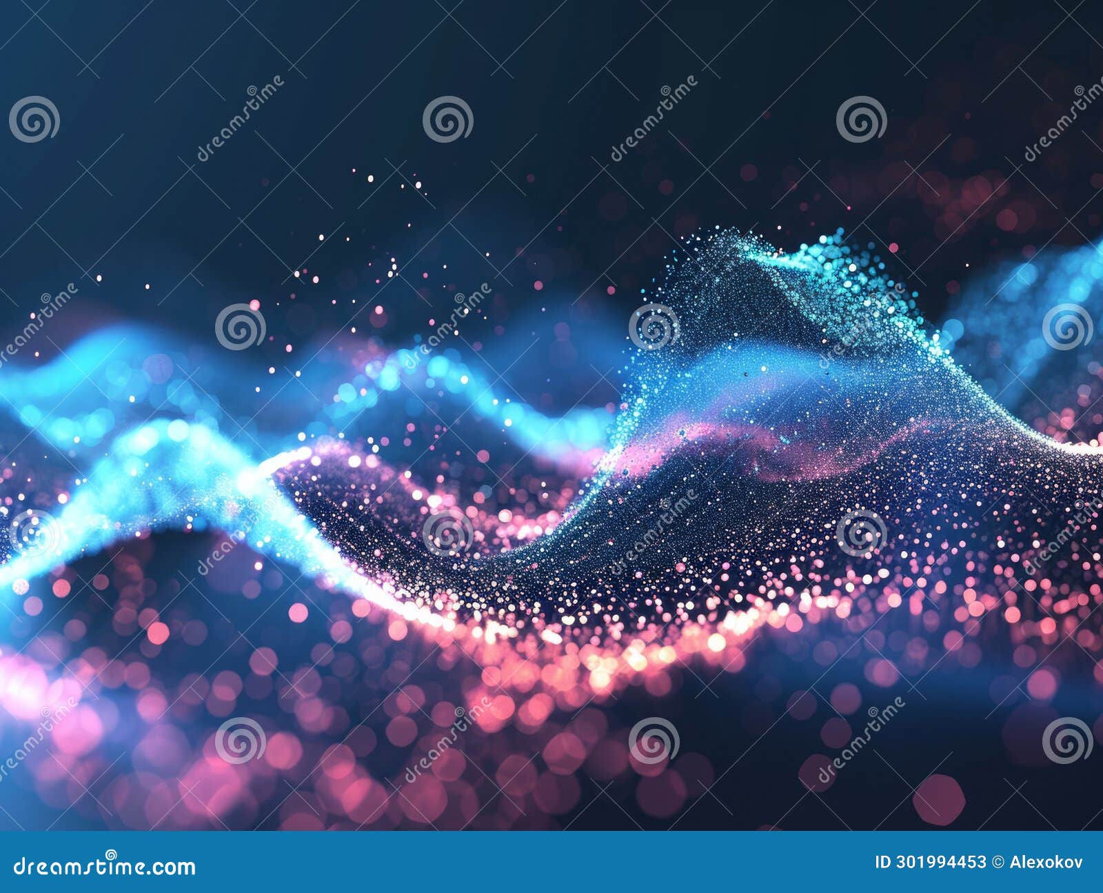 3D Abstract Background. Big Data Visualization. Wave of Particles Stock ...