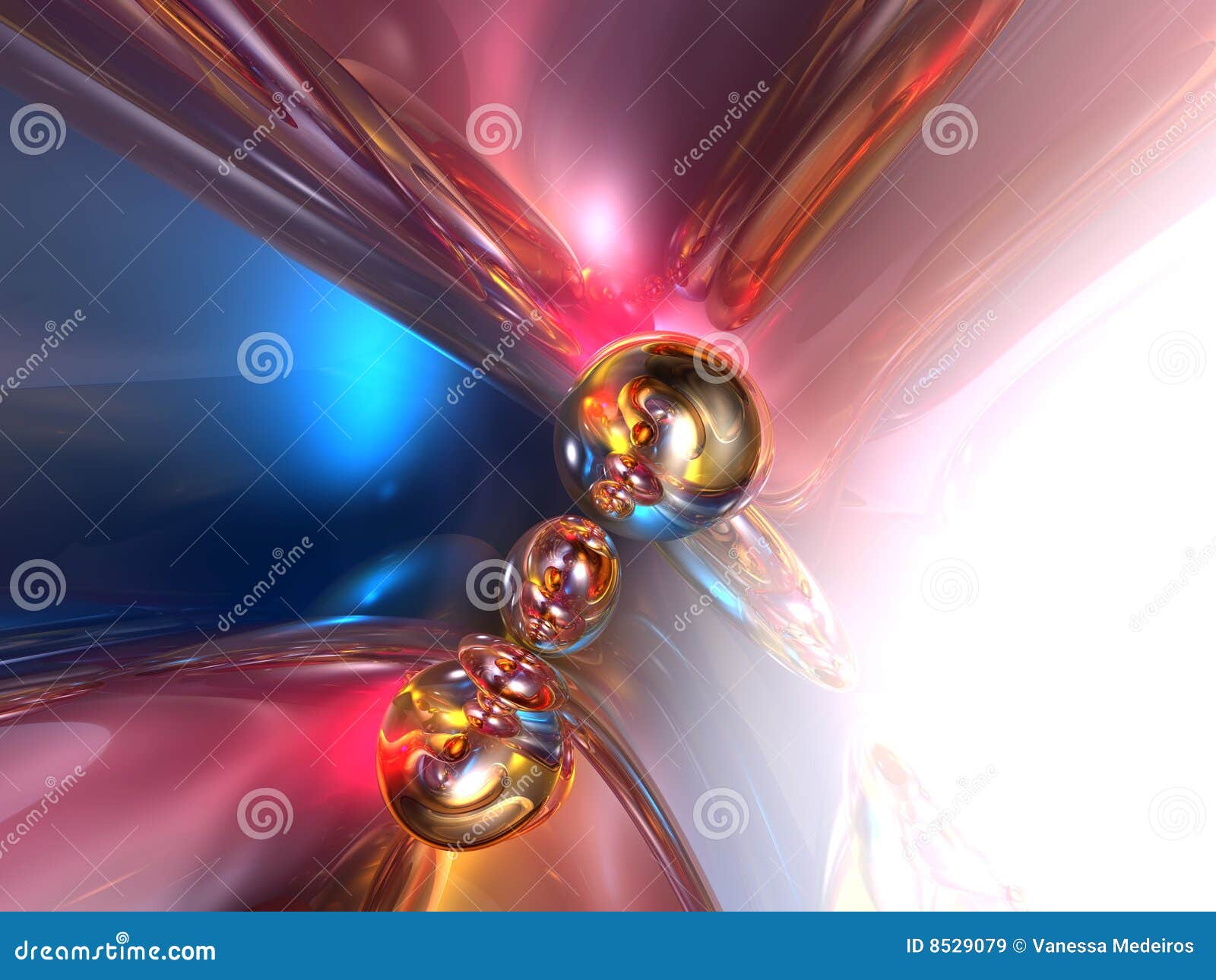 3D Abstract Blue Pink Shiny Colorful Glossy Render Stock Illustration ...