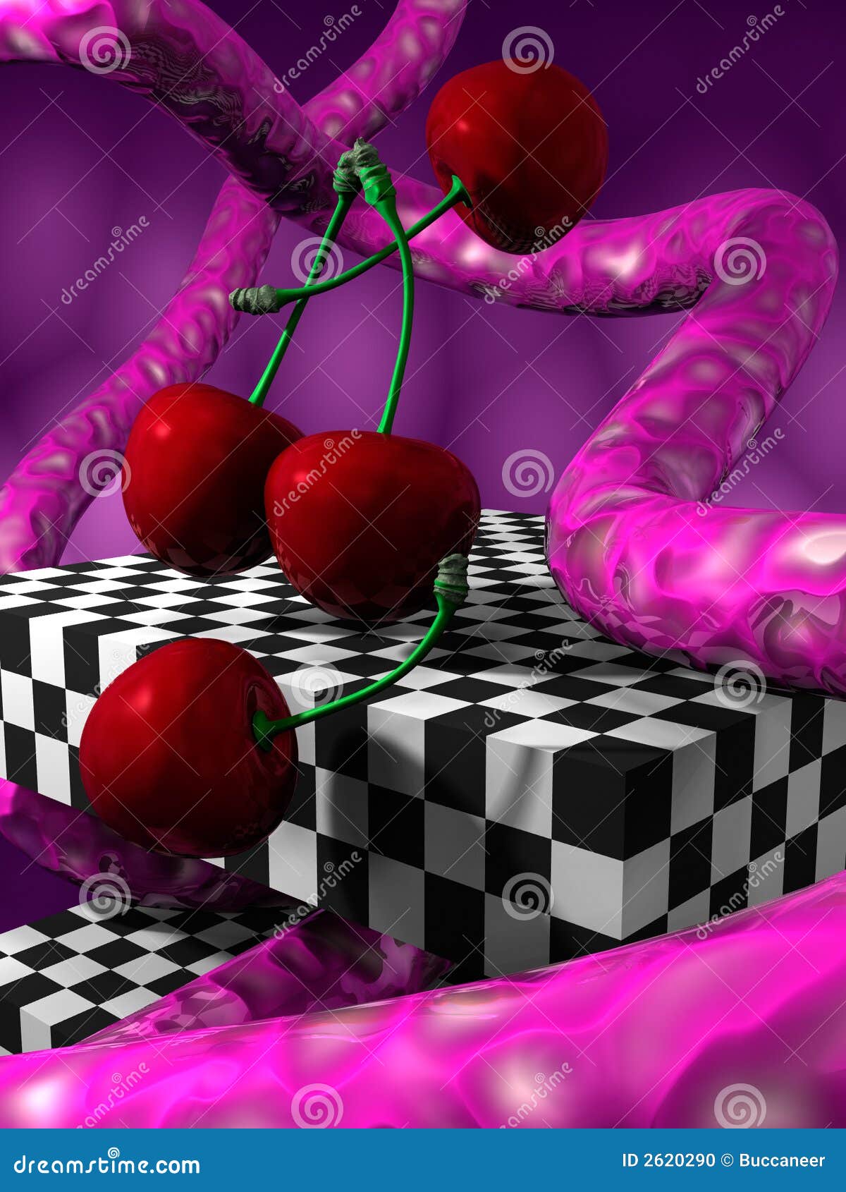 3D abstract with cherrys stock illustration. Illustration of double ...