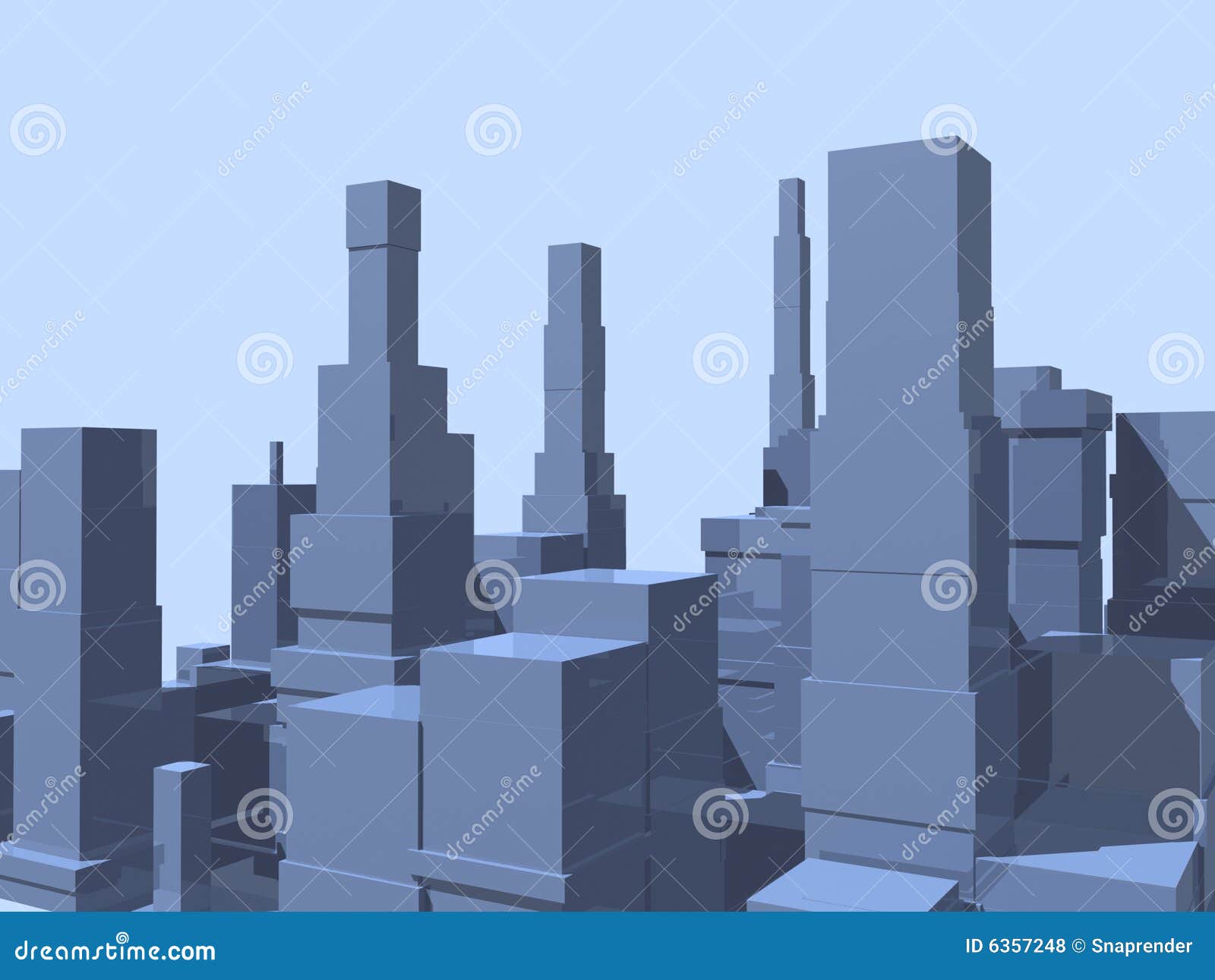 3D abstract city stock illustration. Illustration of buildings - 6357248